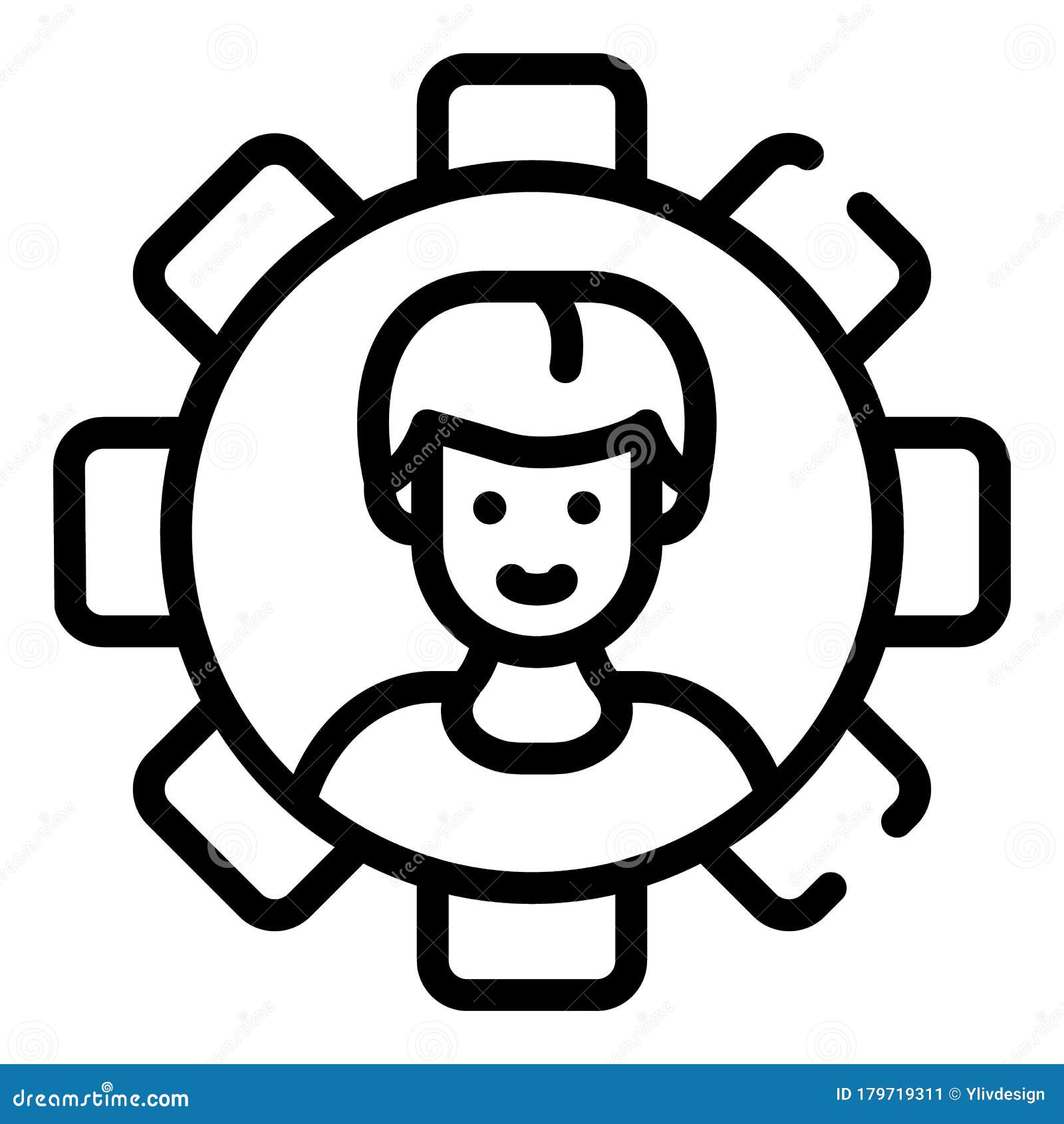 Person in Gear Wheel Icon, Outline Style Stock Vector - Illustration of ...