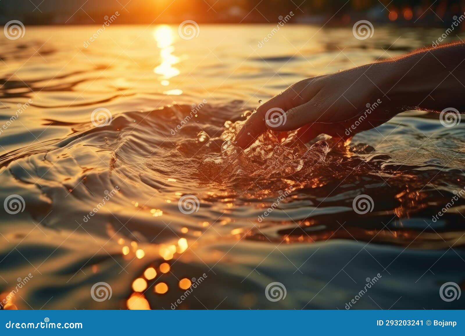 Person Gently Touching the Surface of Calm Water - Mindfulness in ...