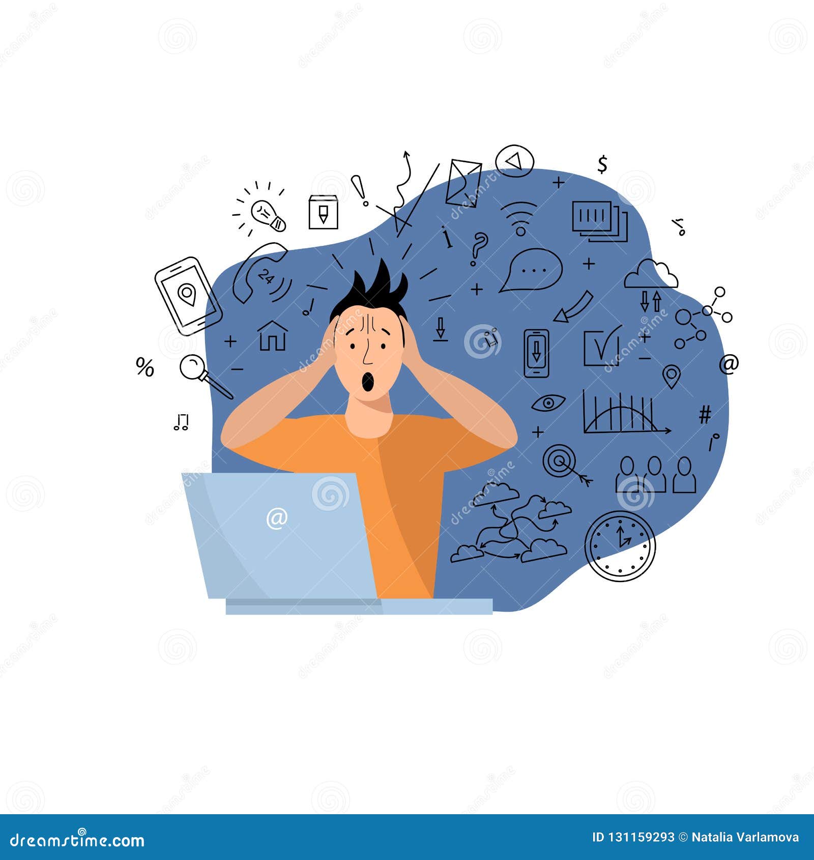 Person Get Too Much Information Stock Illustration - Illustration of ... Person Get Too Much Information Stock Illustration - Illustration of ...
