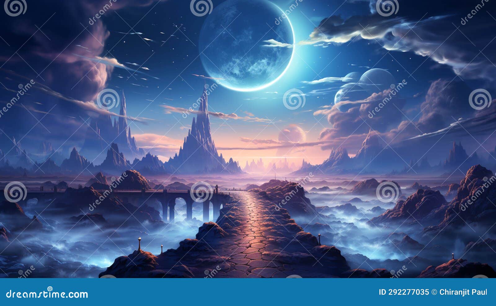 A Person Going in Empty Path with Blue Clouds Stock Image - Image of ...