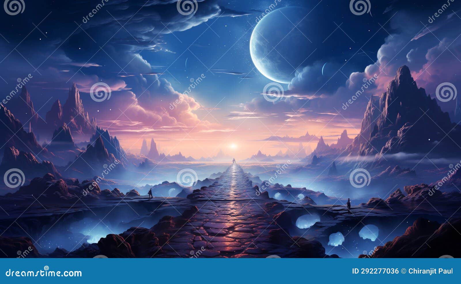 A Person Going in Empty Path with Blue Clouds Stock Photo - Image of ...