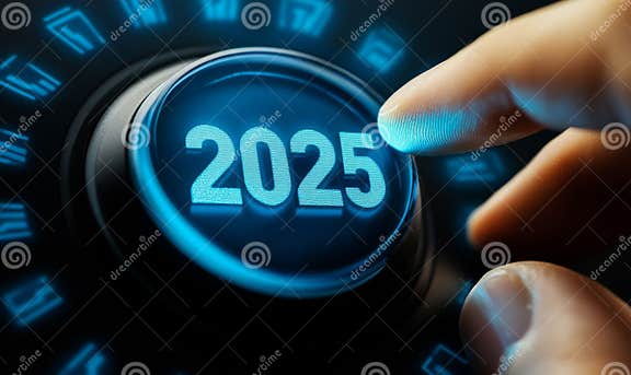 A Person is Going To Push the Start Button with the Year 2025 ...