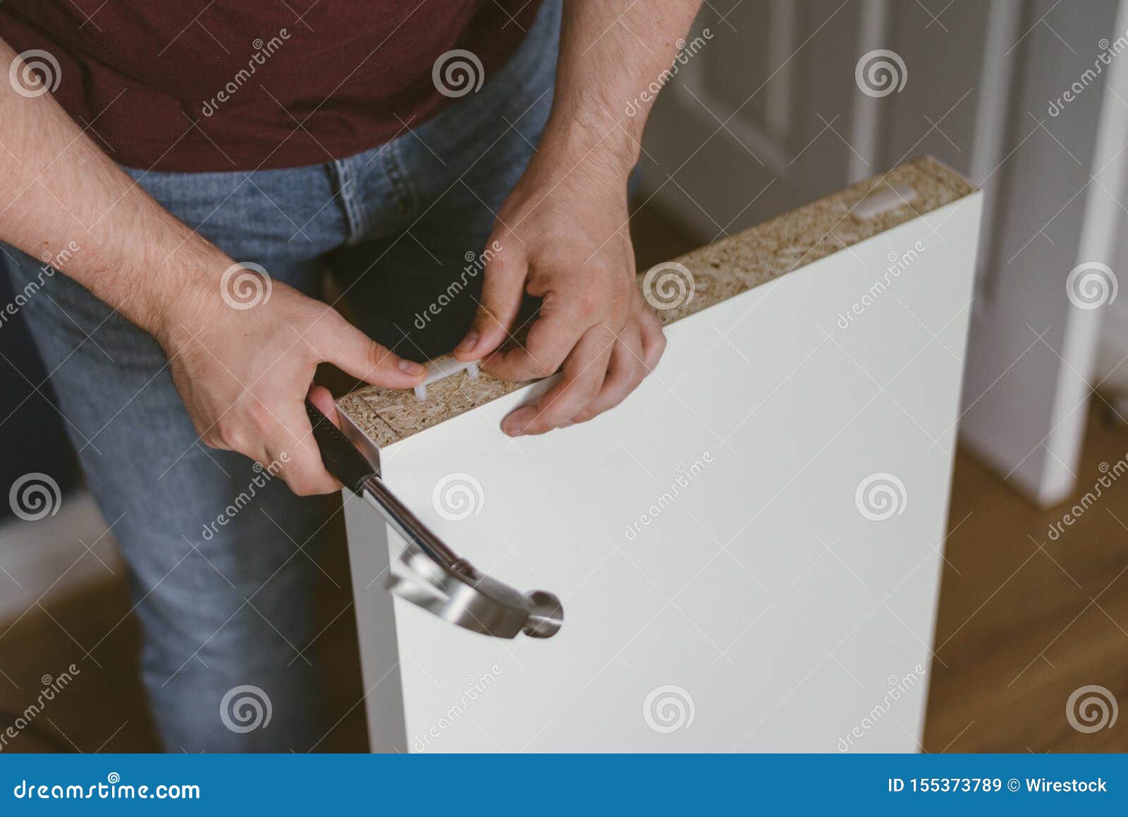Person Hammering a Drawer in a House Stock Image - Image of craftsman ...