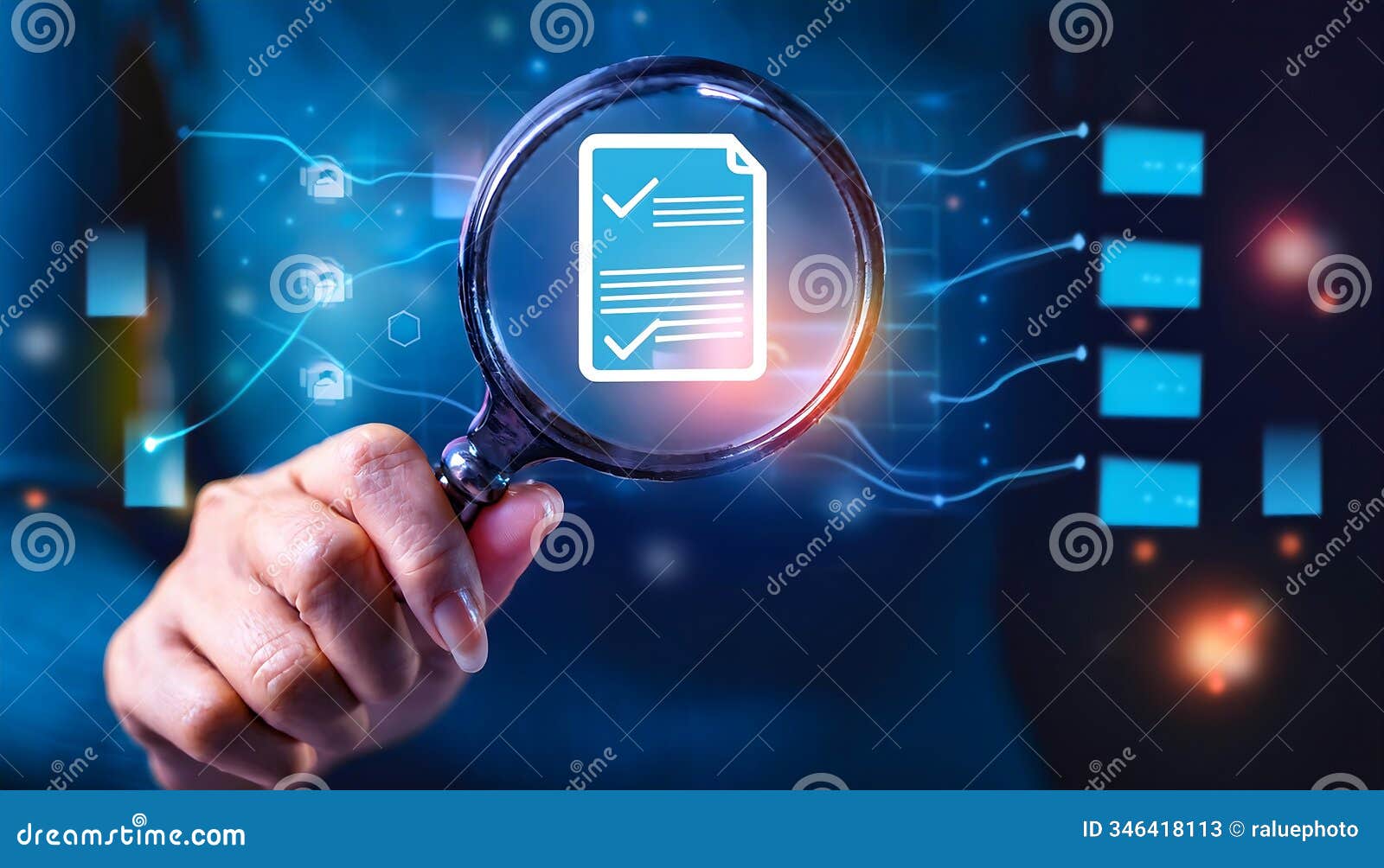 A Person Hand is Holding a Magnifying Glass with a Check Mark Inside ...