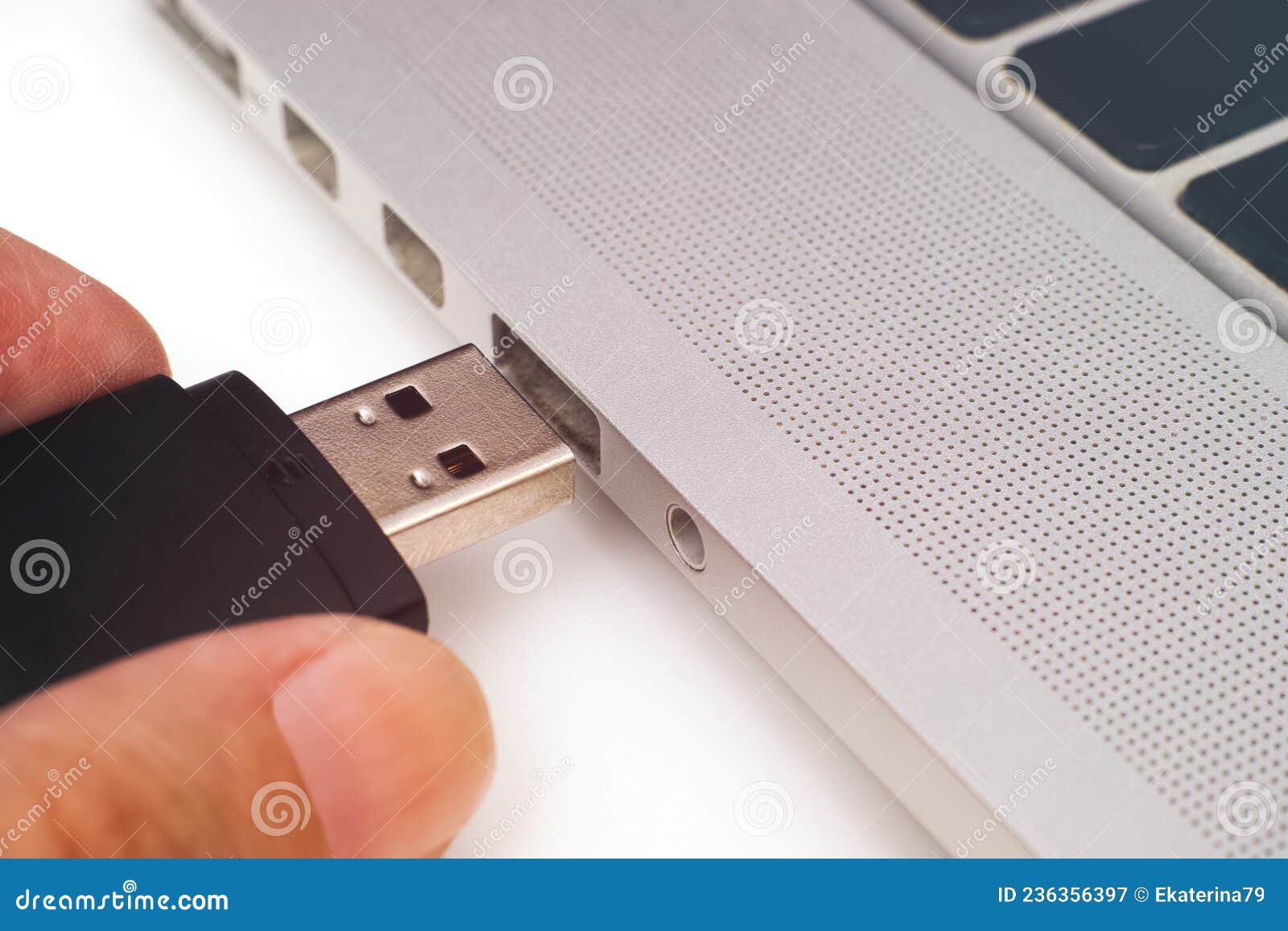 Person Hand Inserting a USB Flash Drive into a Laptop Stock Image ...