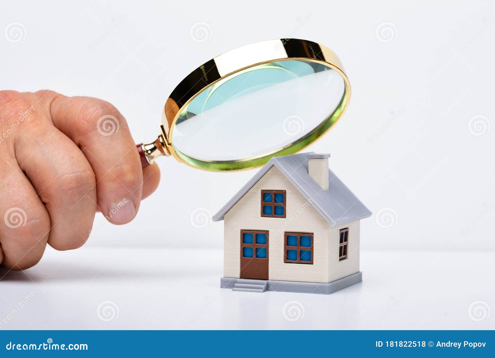 Person Hand with Magnifying Glass and Miniature House Stock Photo ... Person Hand with Magnifying Glass and Miniature House Stock Photo ...