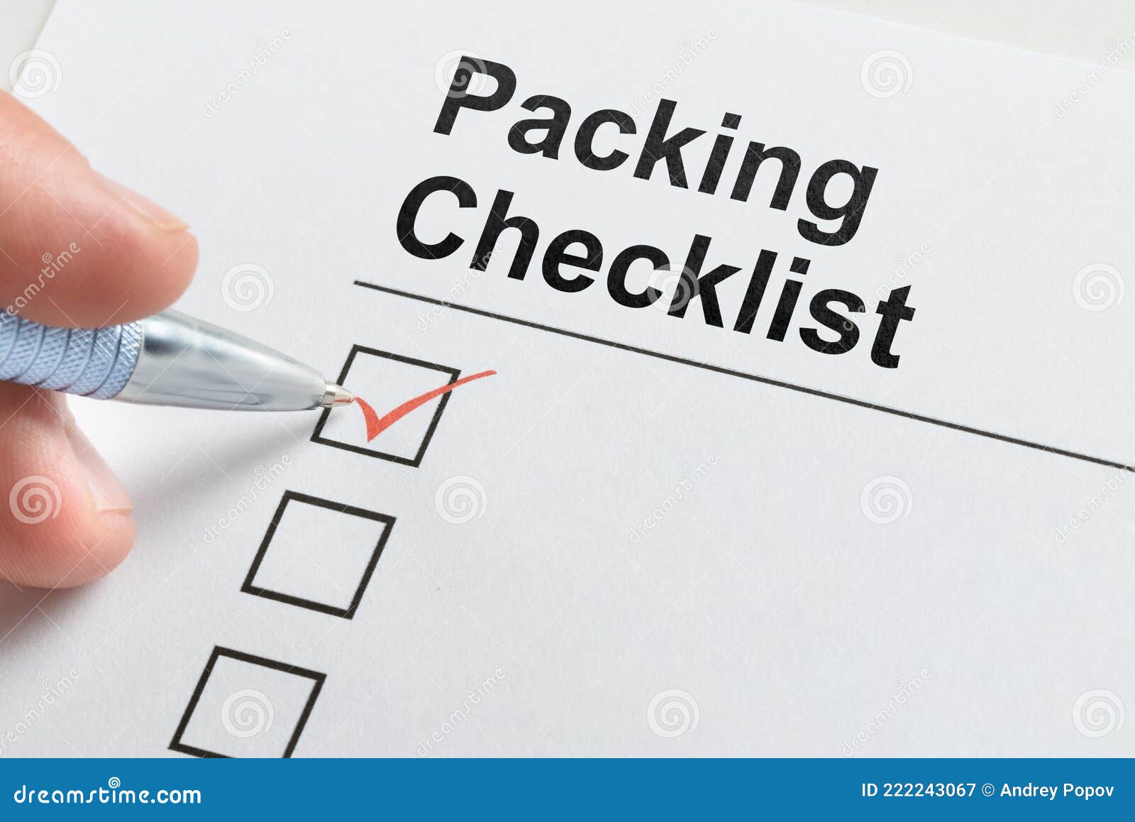 Packing Checklist stock image. Image of check, travel - 222243067