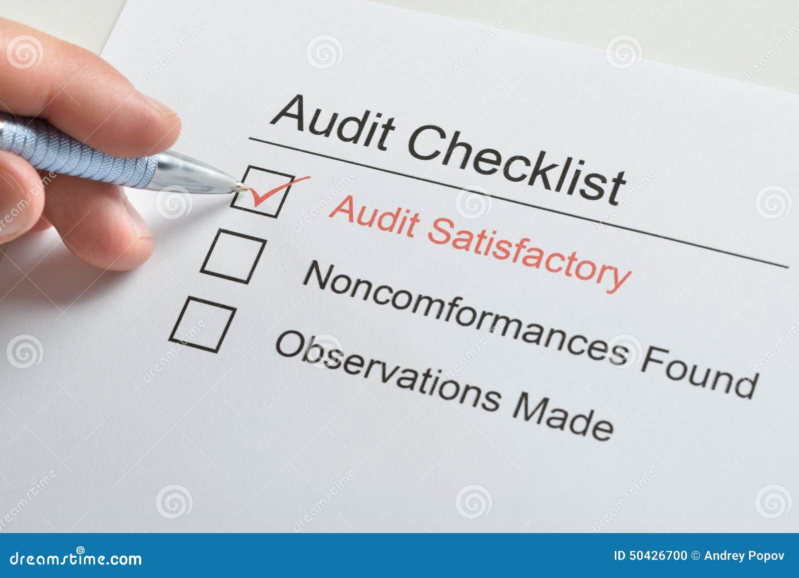Person Hand Making Tick in Audit Checklist Stock Photo - Image of hand ...