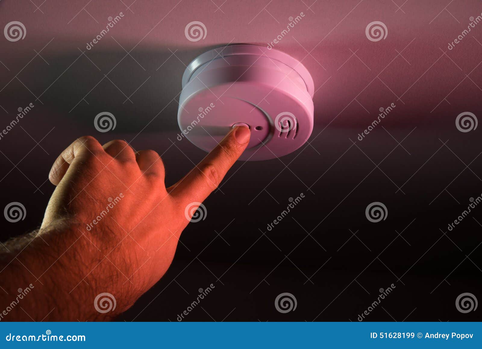 Person Hand Pressing Smoke Detector Stock Image - Image of fire ...
