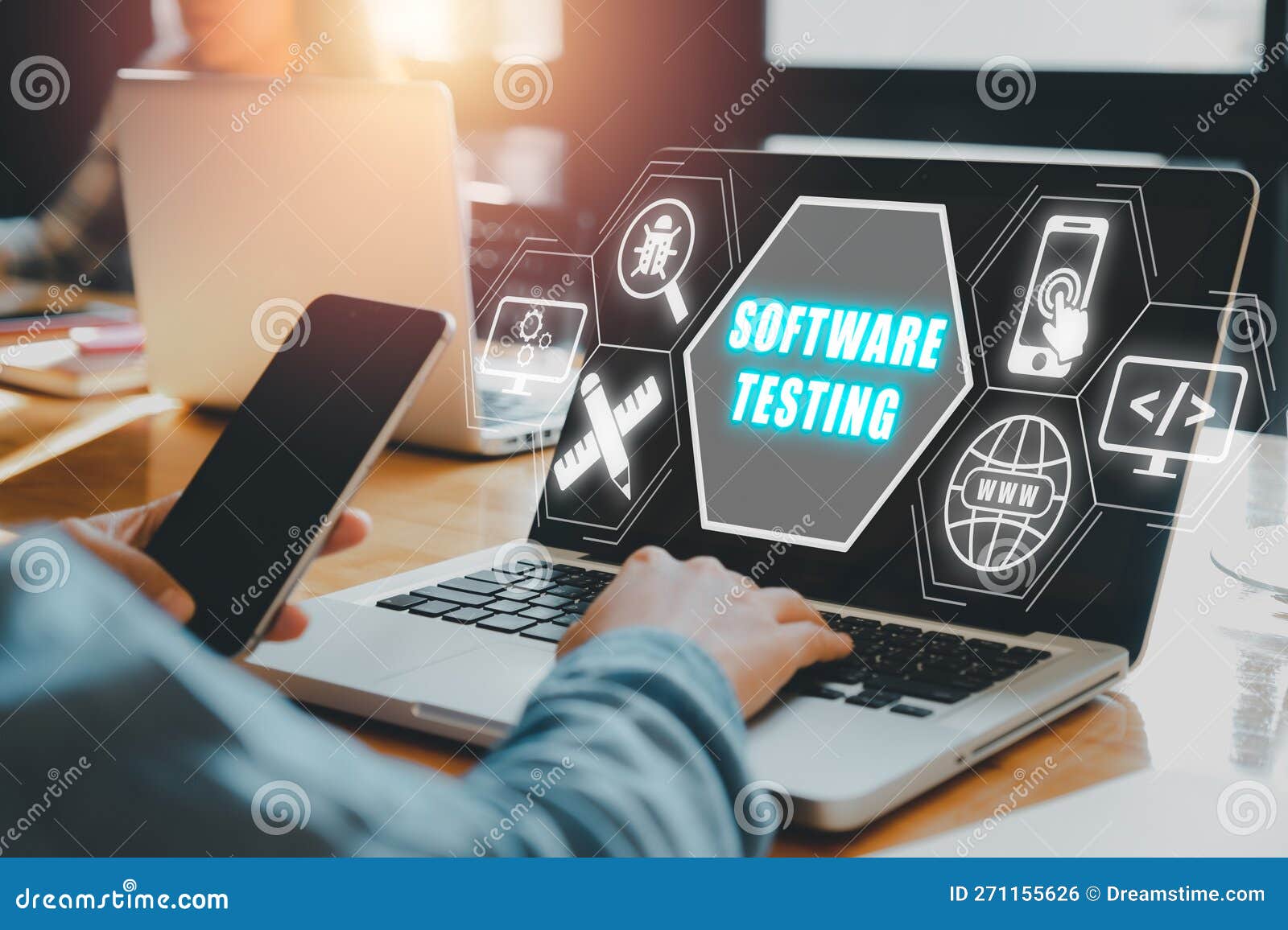 Person Hand Typing Keyboard Computer with Software Testing Inscription ...