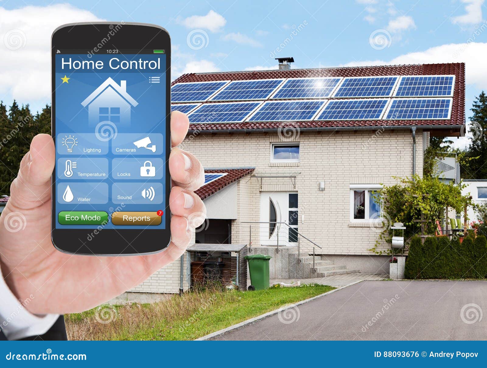 Person Hand Using Home Control System on Mobilephone Stock Photo ...