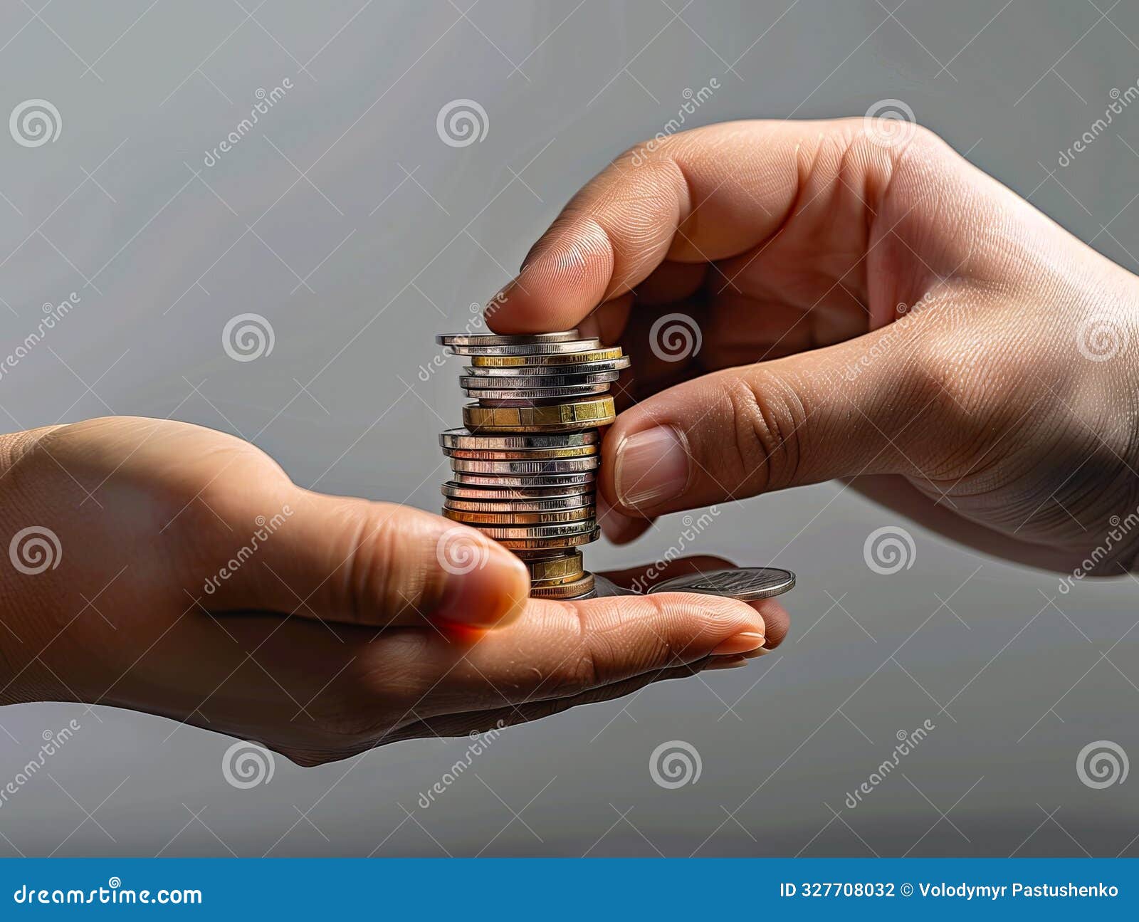 A Person Handing Over A Stack Of Coins Stock Photography ...