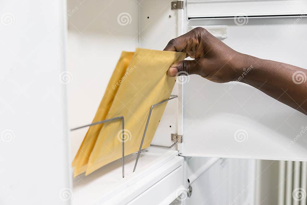 Person Hands with Envelope in Mailbox Stock Image - Image of hold, open ...
