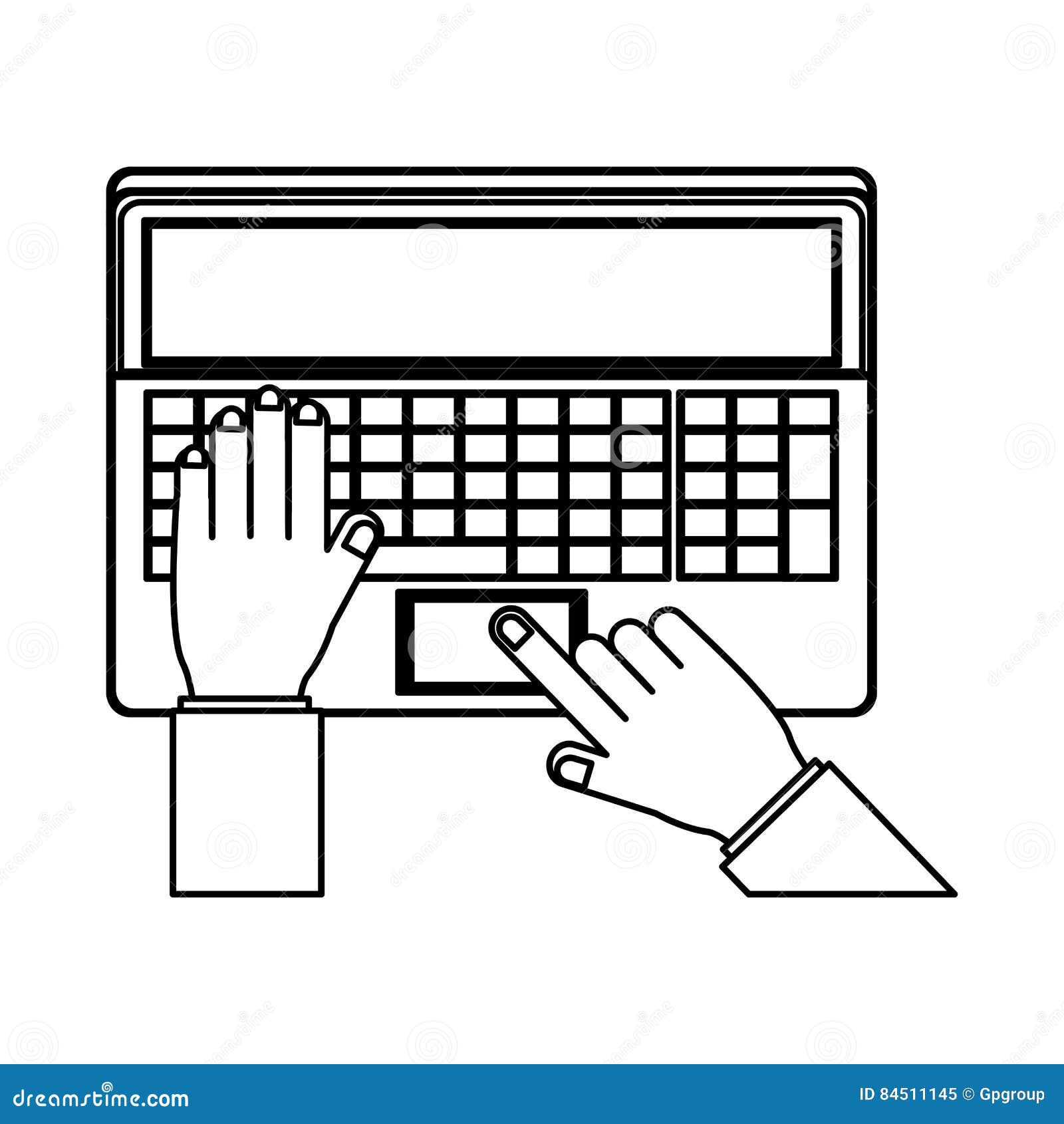 Person Hands with Laptop and Typing Stock Vector - Illustration of ...