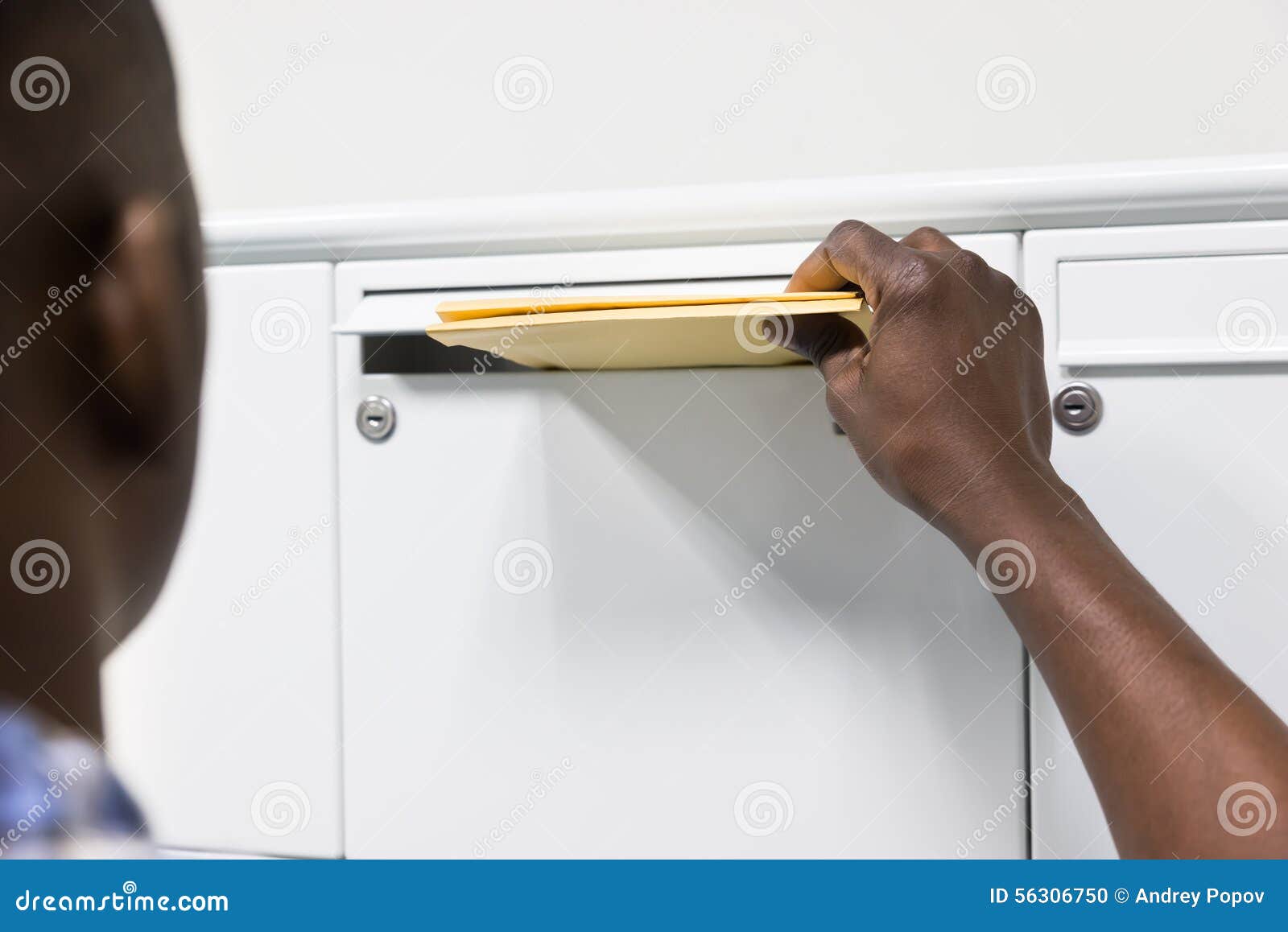 Person Hands Putting Envelope In Postbox Stock Photo - Image of letter ...