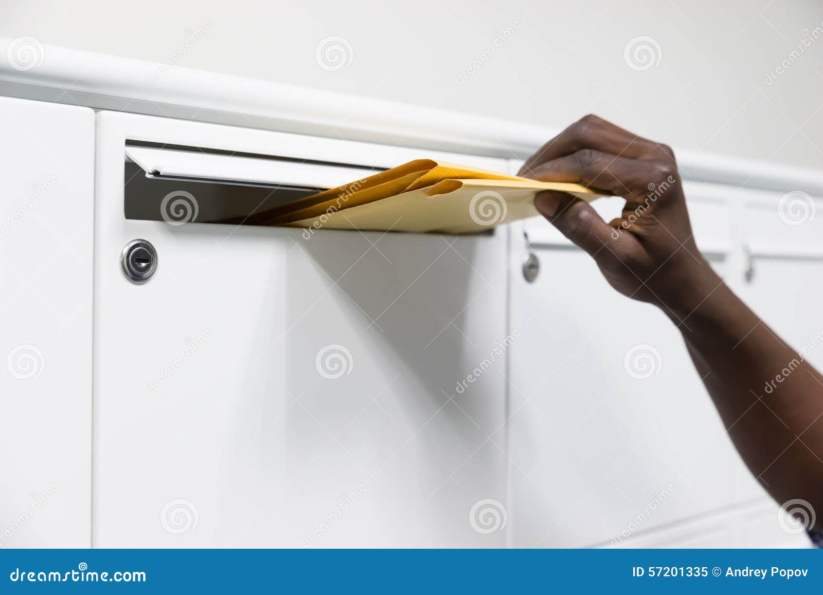 Person Hands Putting Envelope in Postbox Stock Image - Image of mailbox ...