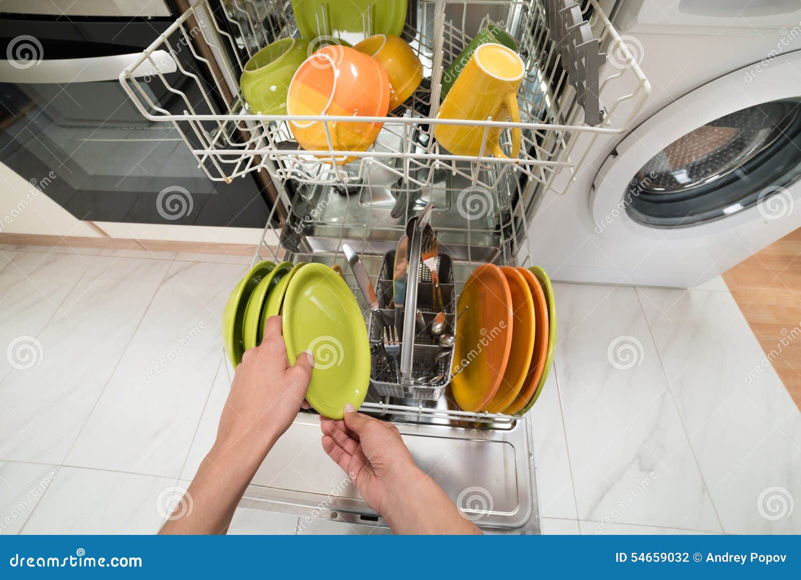 Person Hands Putting Plate in Rack Stock Photo - Image of metal ...