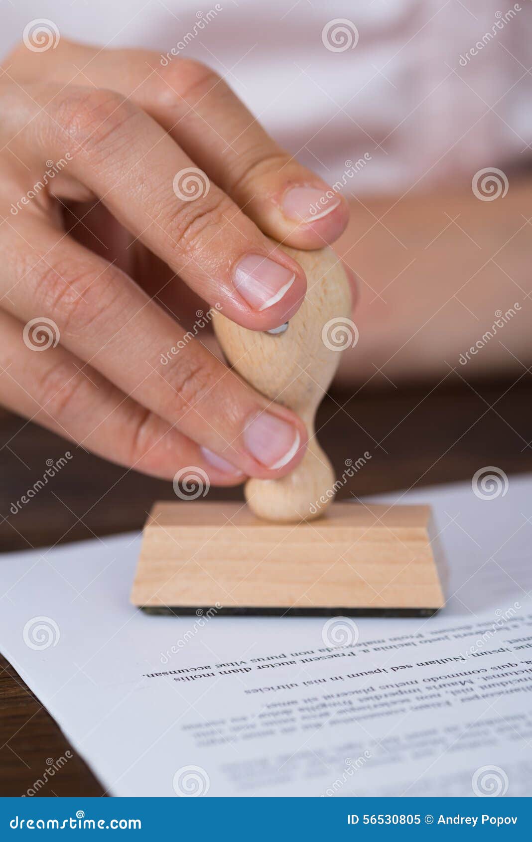 Person Hands with Stamper and Document Stock Image - Image of agreement ...