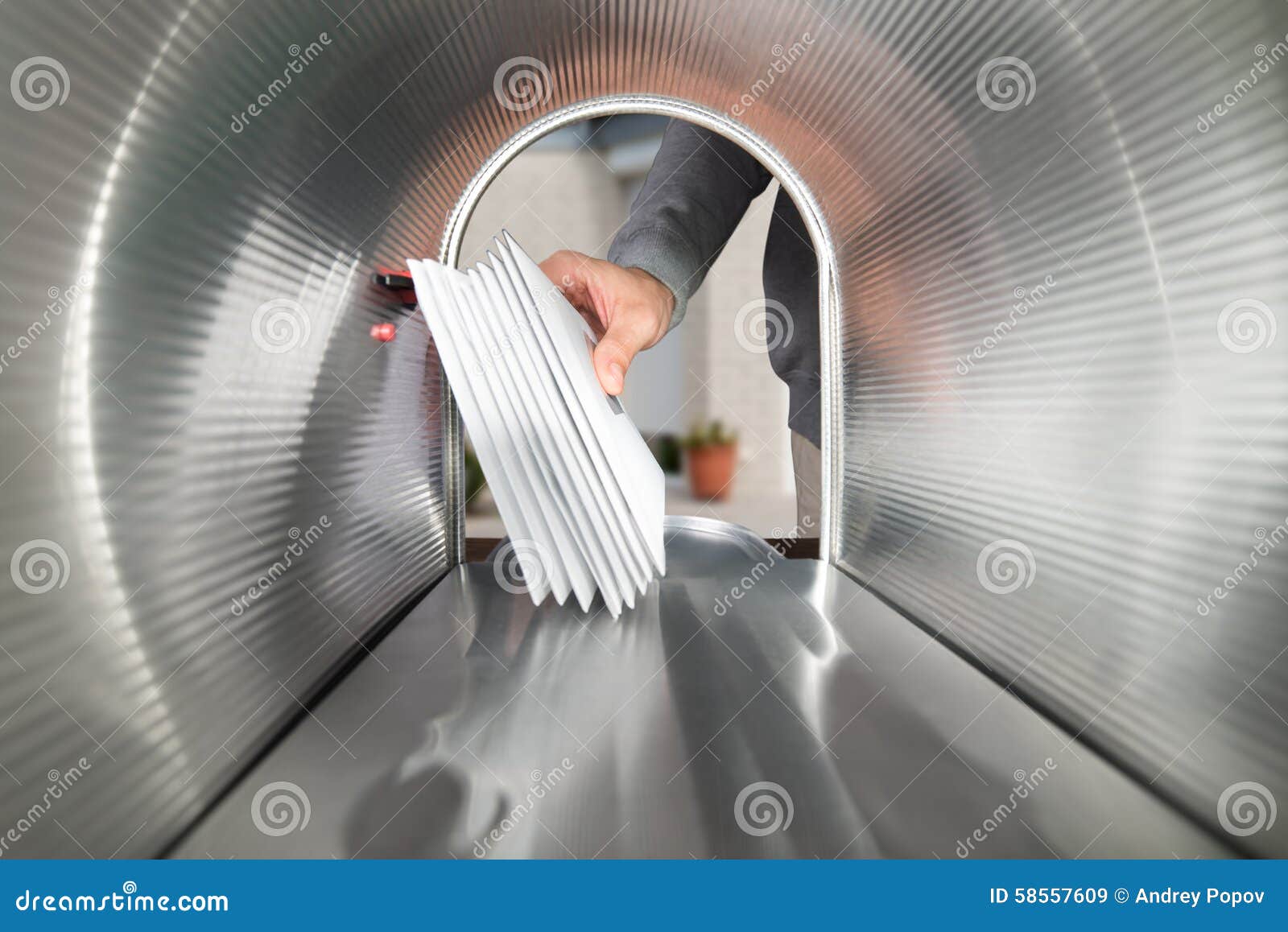 Person Hands Taking Letters View from Inside the Mailbox Stock Image ...