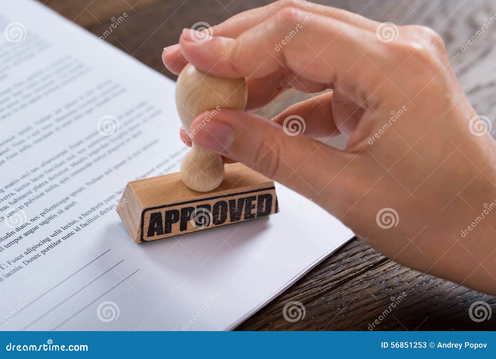 Person Hands Using Stamper on Document Stock Image - Image of approval ...