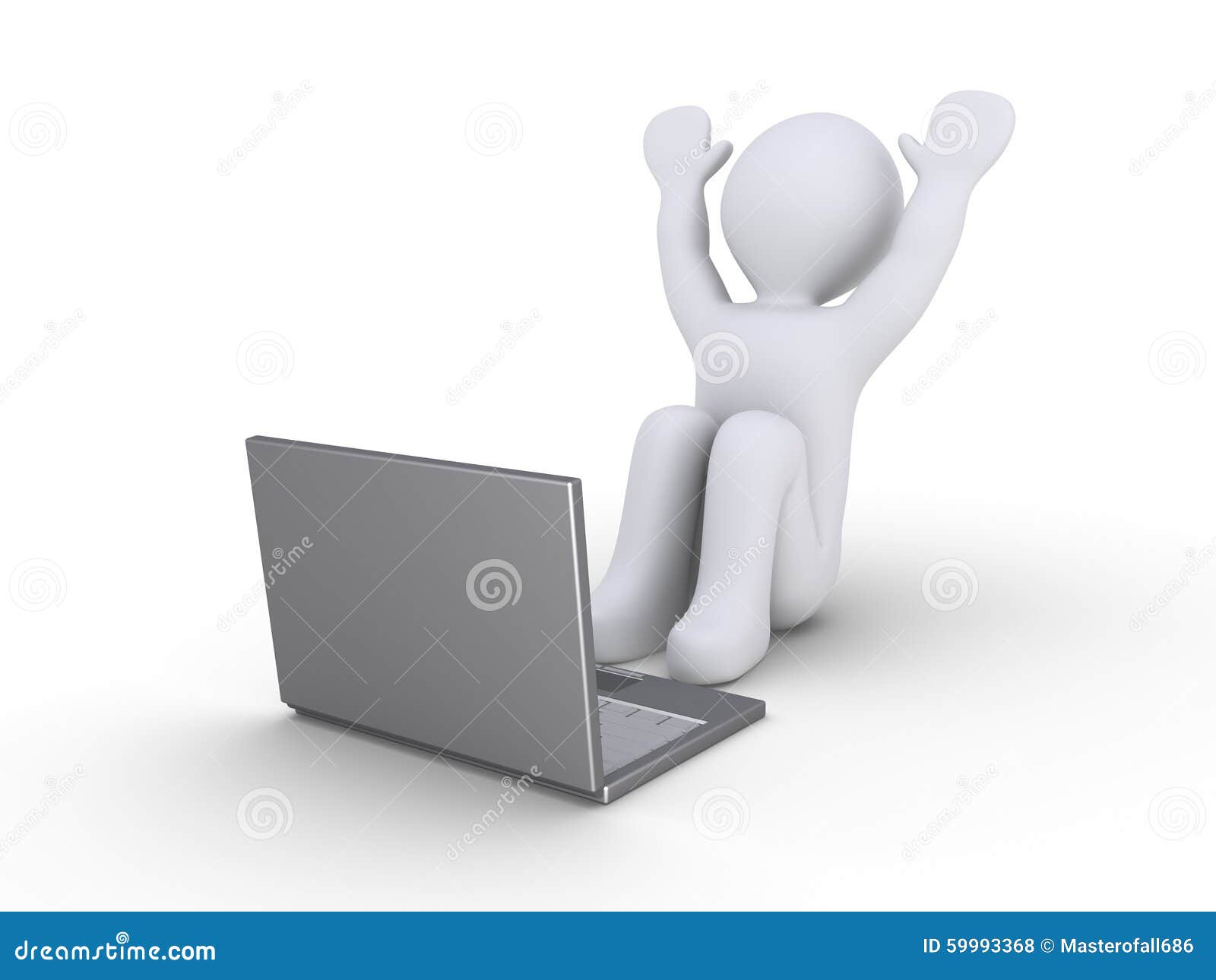Person is Happy with Computer Stock Illustration - Illustration of ...