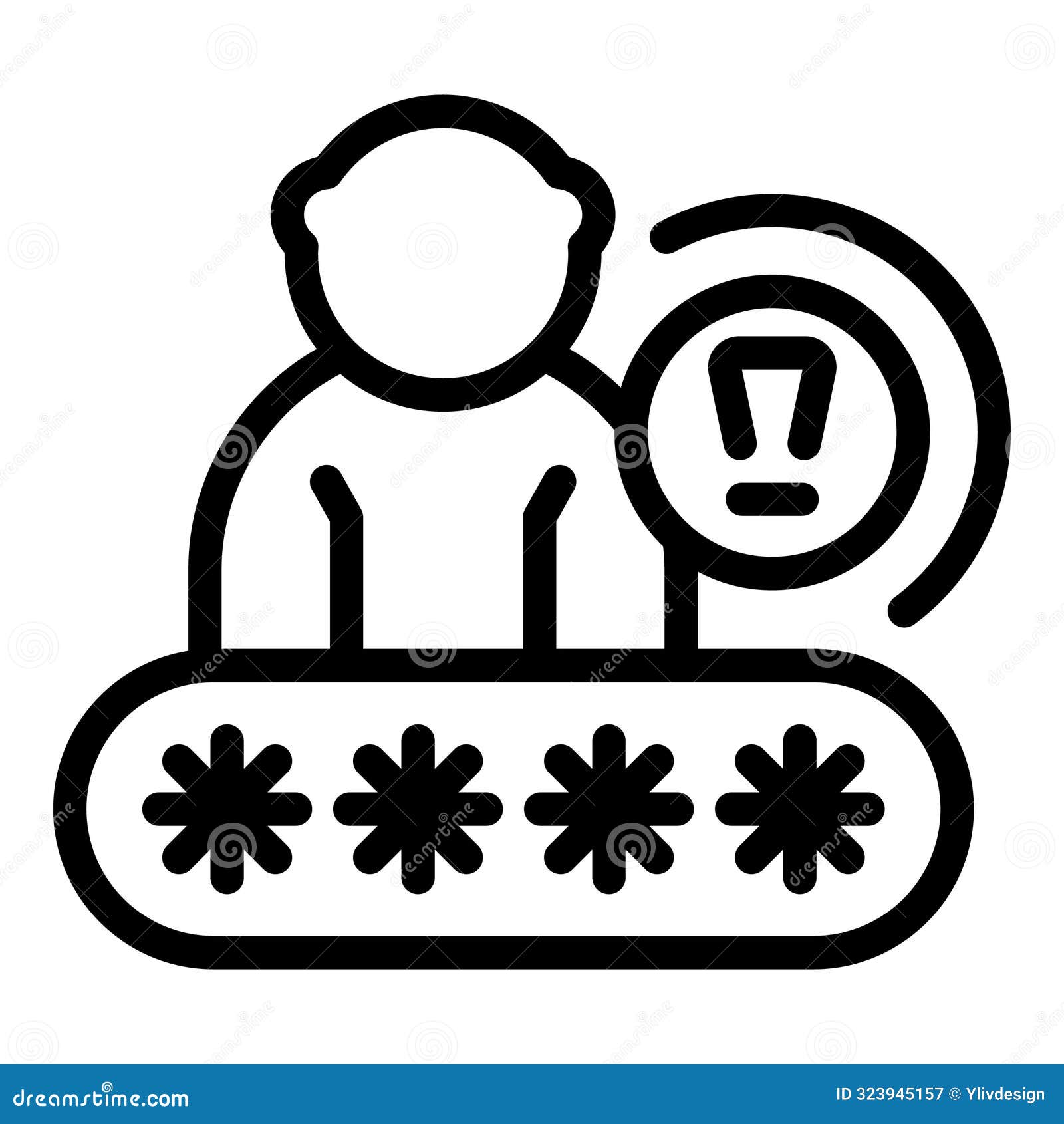 Person Having Trouble Remembering Password with Notification Sign Stock ...