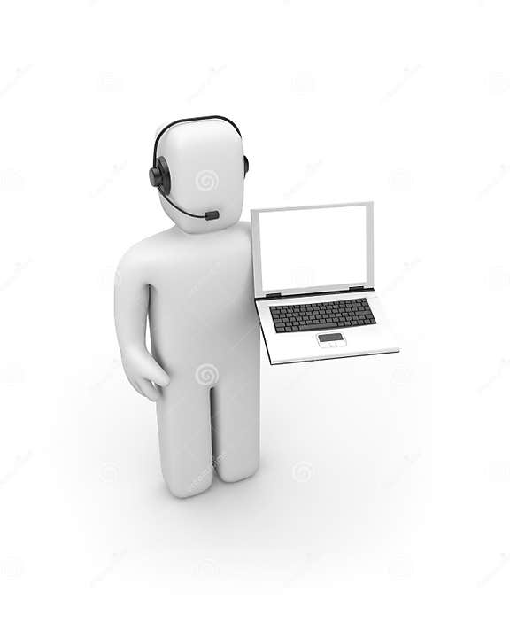 Person in Headset with Notebook Stock Illustration - Illustration of ...