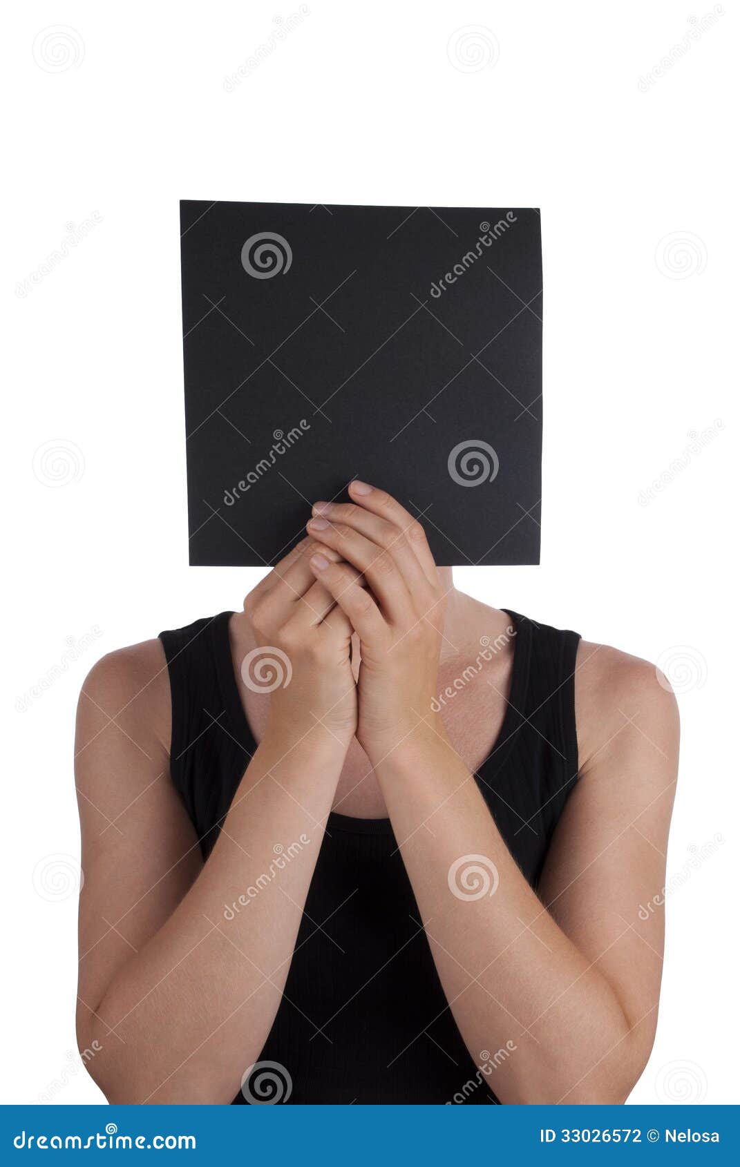 Person Hiding Behind a Black Square Stock Photo - Image of fear, masker ...