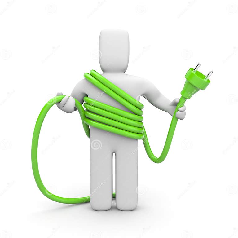 Person Hold Cable. Cableman Stock Illustration - Illustration of people ...