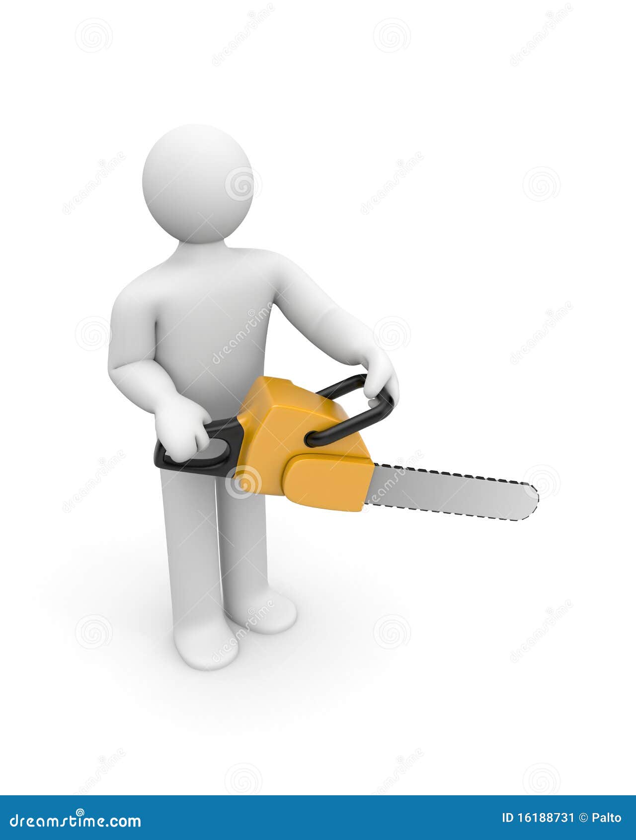 Person hold chainsaw stock illustration. Illustration of handle - 16188731