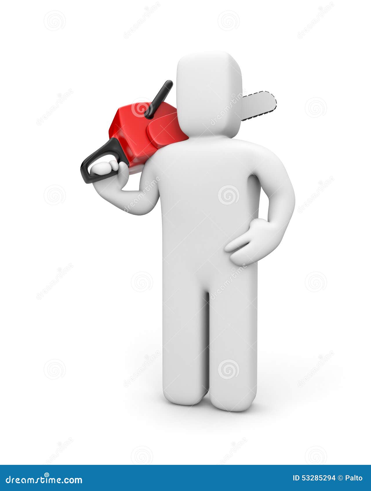 Person hold chainsaw stock illustration. Illustration of professional ...