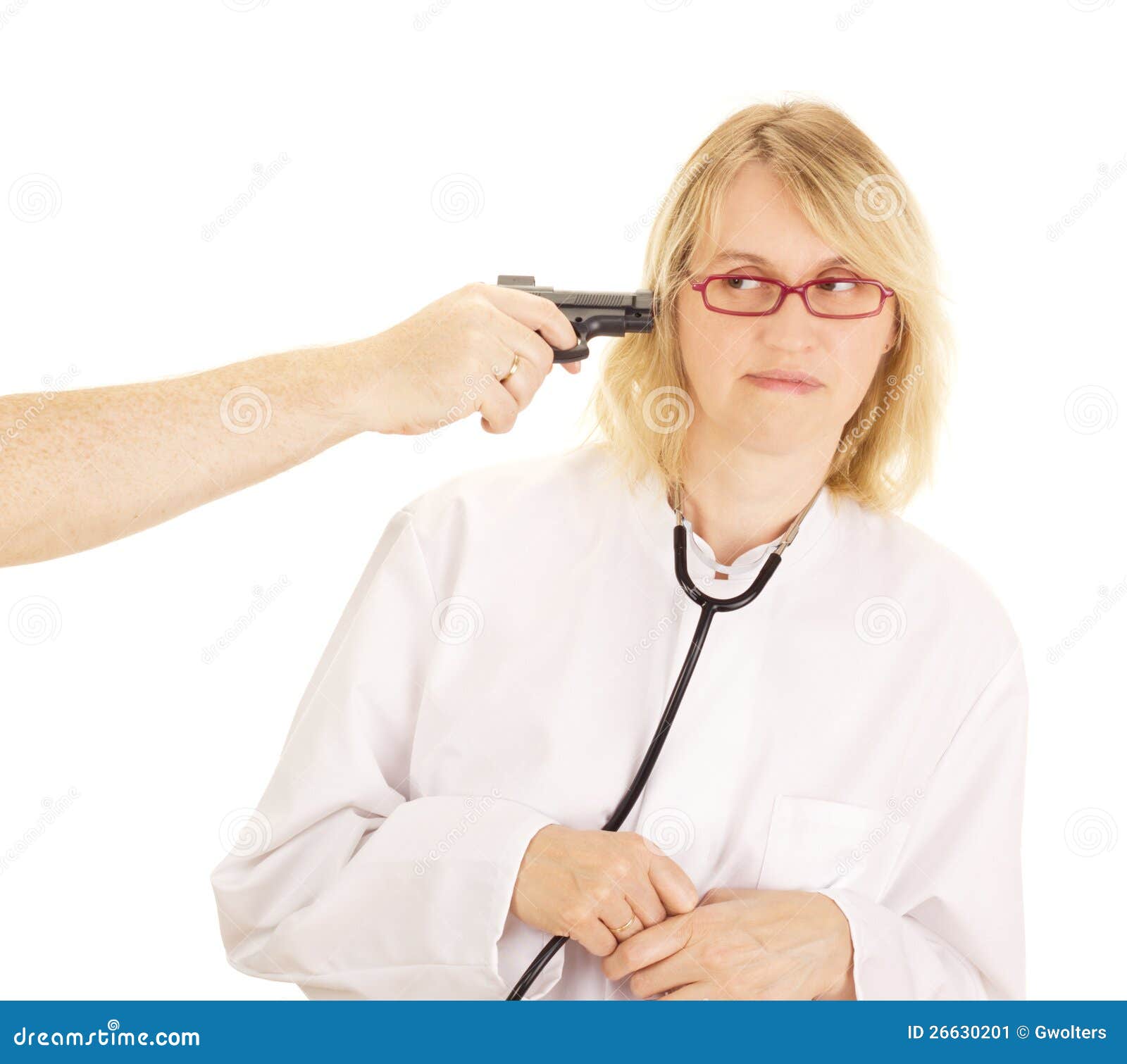 Person Hold Doctor at Gunpoint Stock Image - Image of drugs, help: 26630201