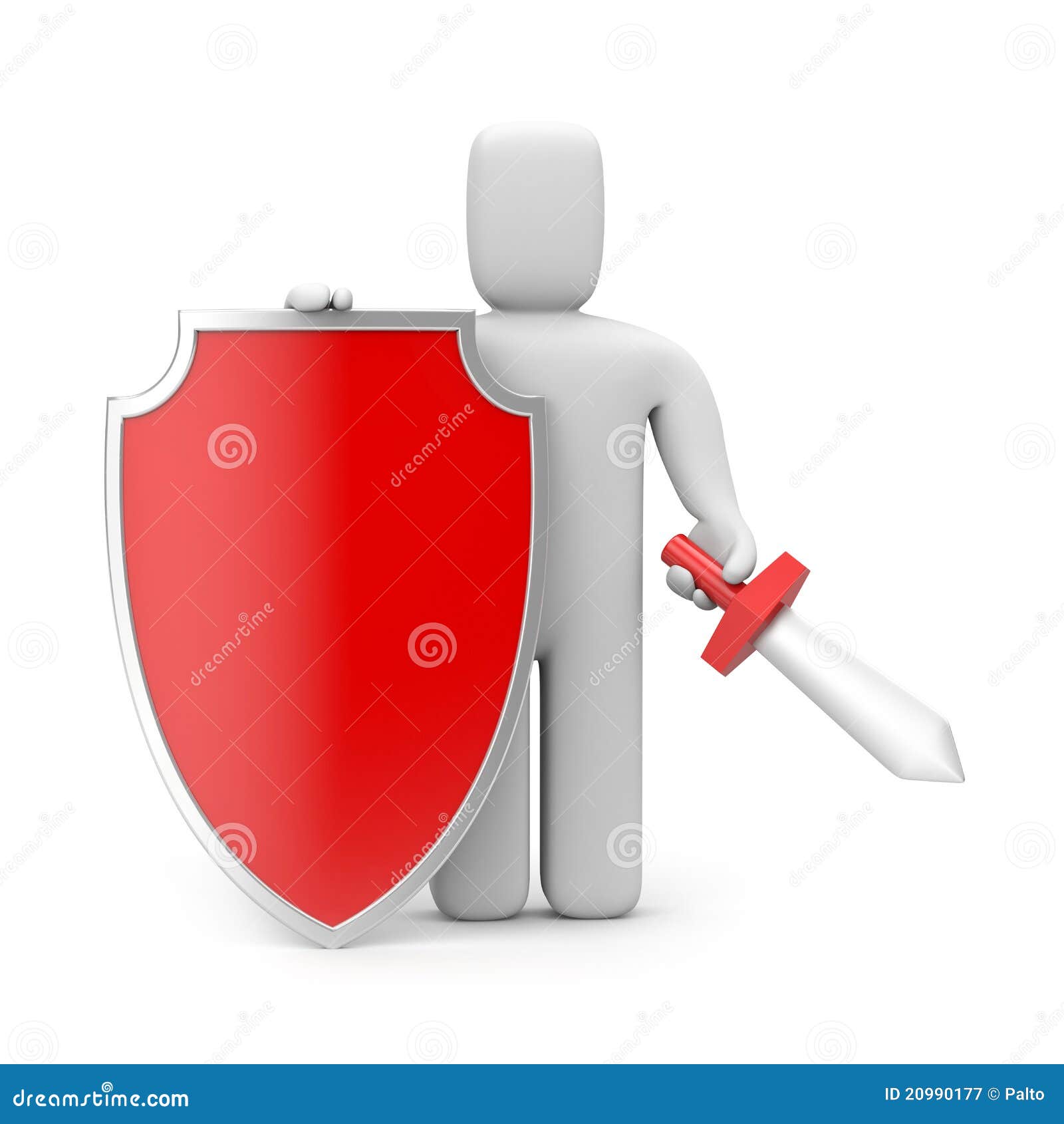 Person Hold Shield and Sword Stock Illustration - Illustration of ...