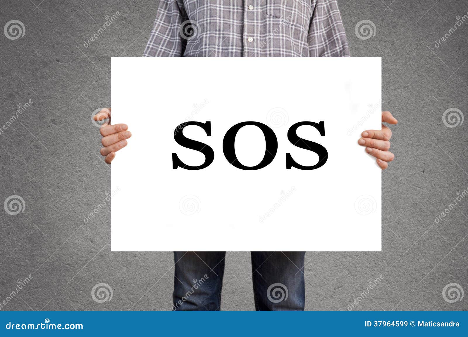 Person Holding Banner with SOS Message. Stock Image - Image of ...