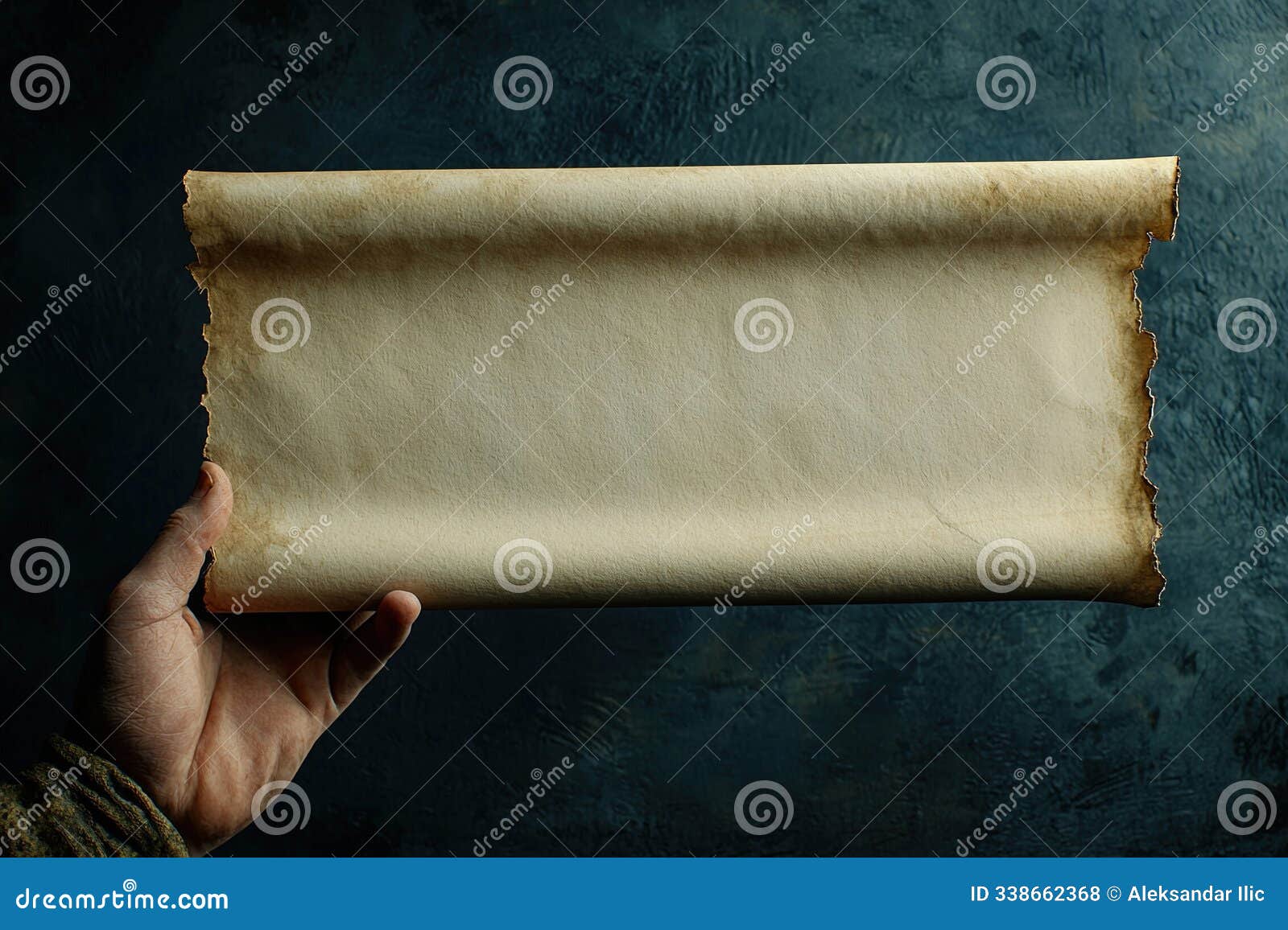 A Person Holding a Blank Ancient Paper Scroll. Add Your Text or Message ...