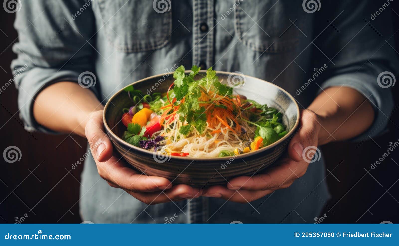 A Person Holding a Bowl of Food in Their Hands Stock Photo - Image of ...