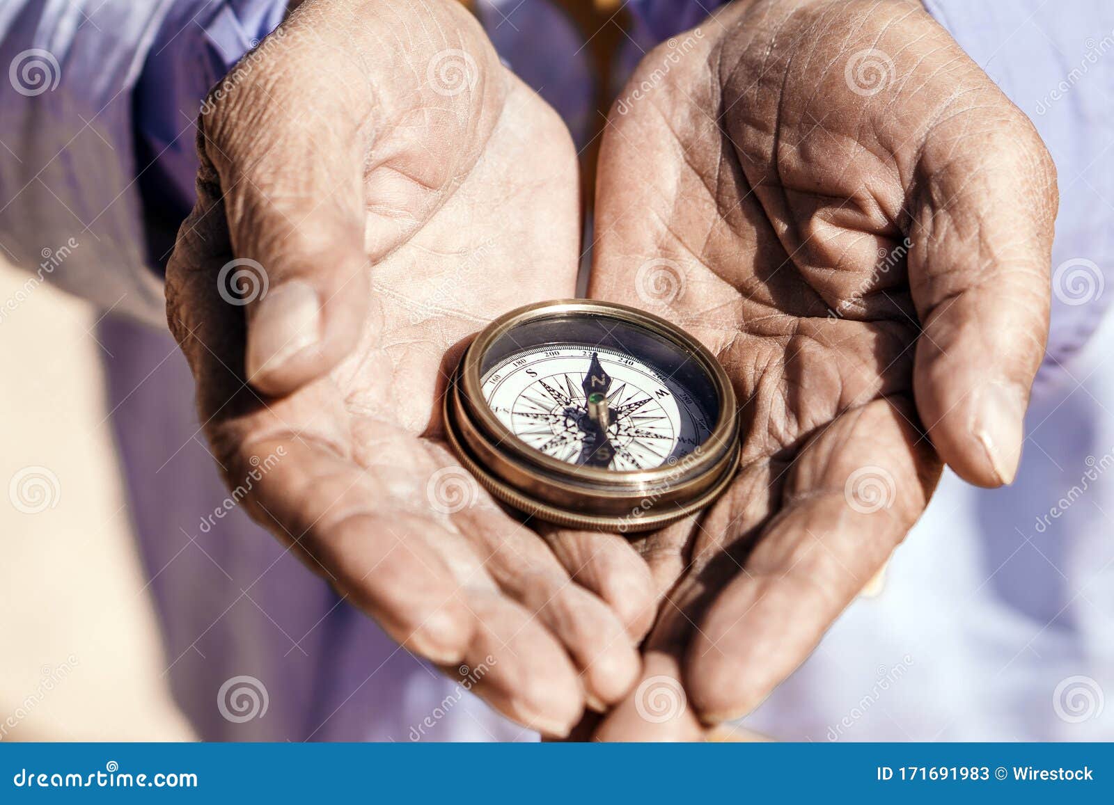 Person Holding a Compass on a Blurred Background Stock Image - Image of ...