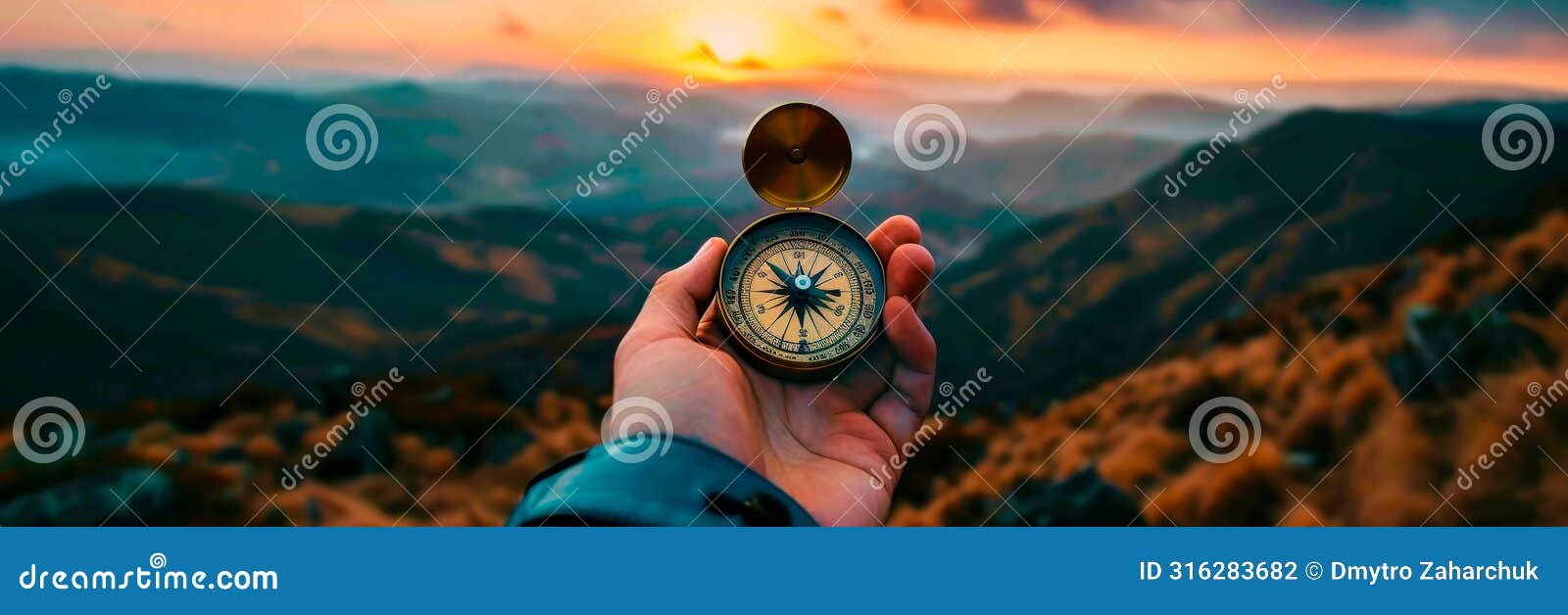 A Person Holding a Compass, Representing Guidance and Direction. Stock ...
