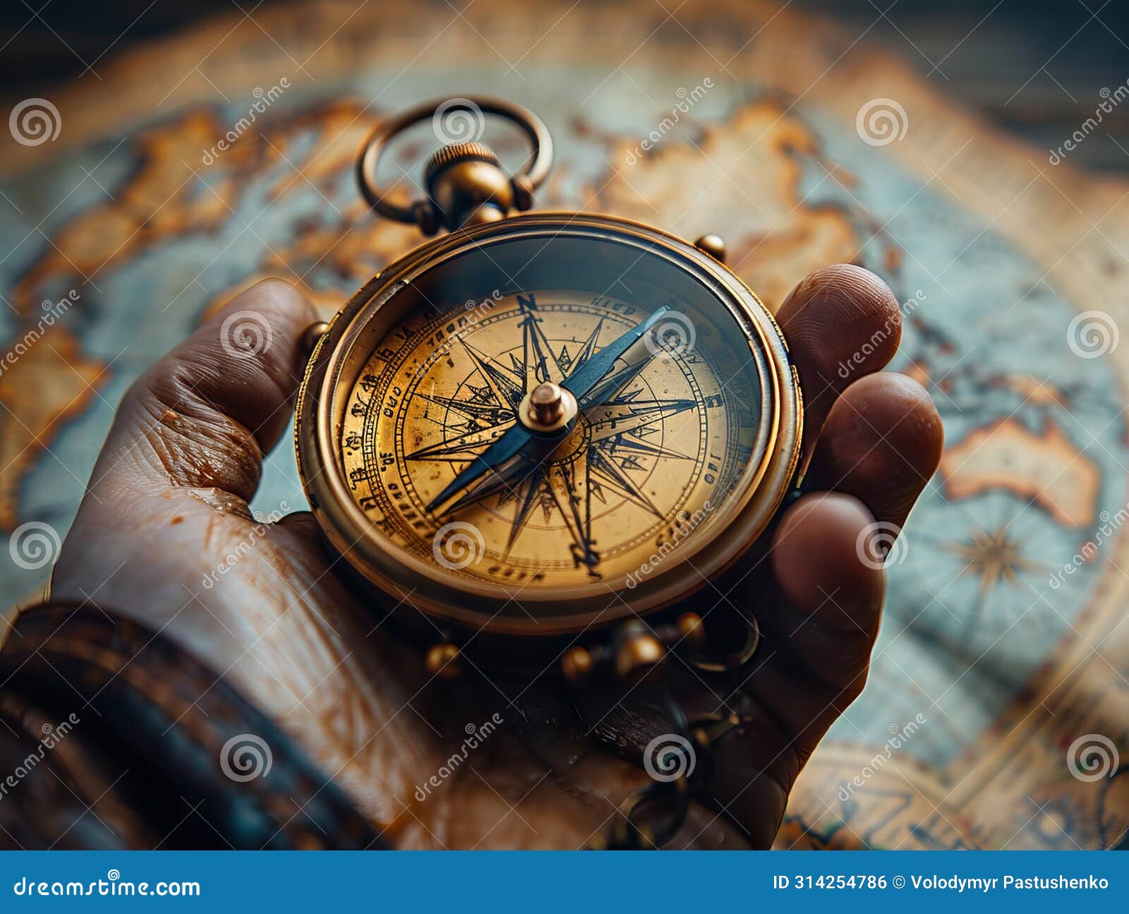 A Person Holding a Compass on a World Map Stock Photo - Image of world ...