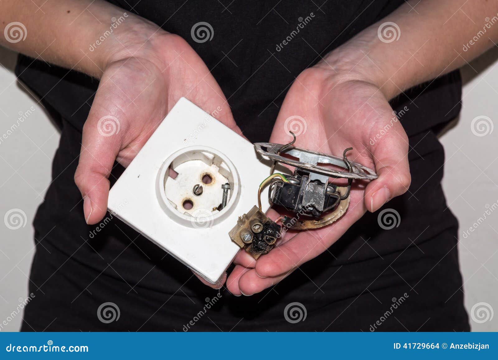 Person Holding a Damaged Electric Socket Stock Photo - Image of danger ...