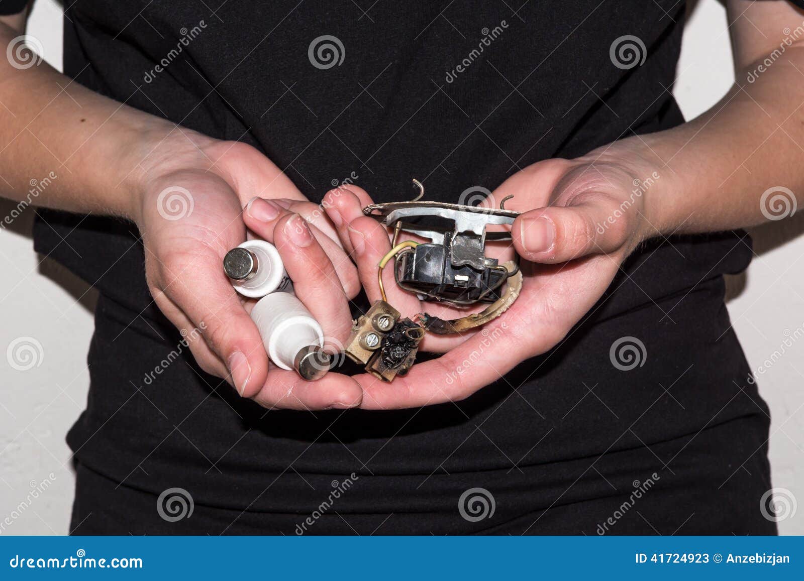 Row Of Fuses With Burned Out Fuse. Safety Device For Overcurrent ...