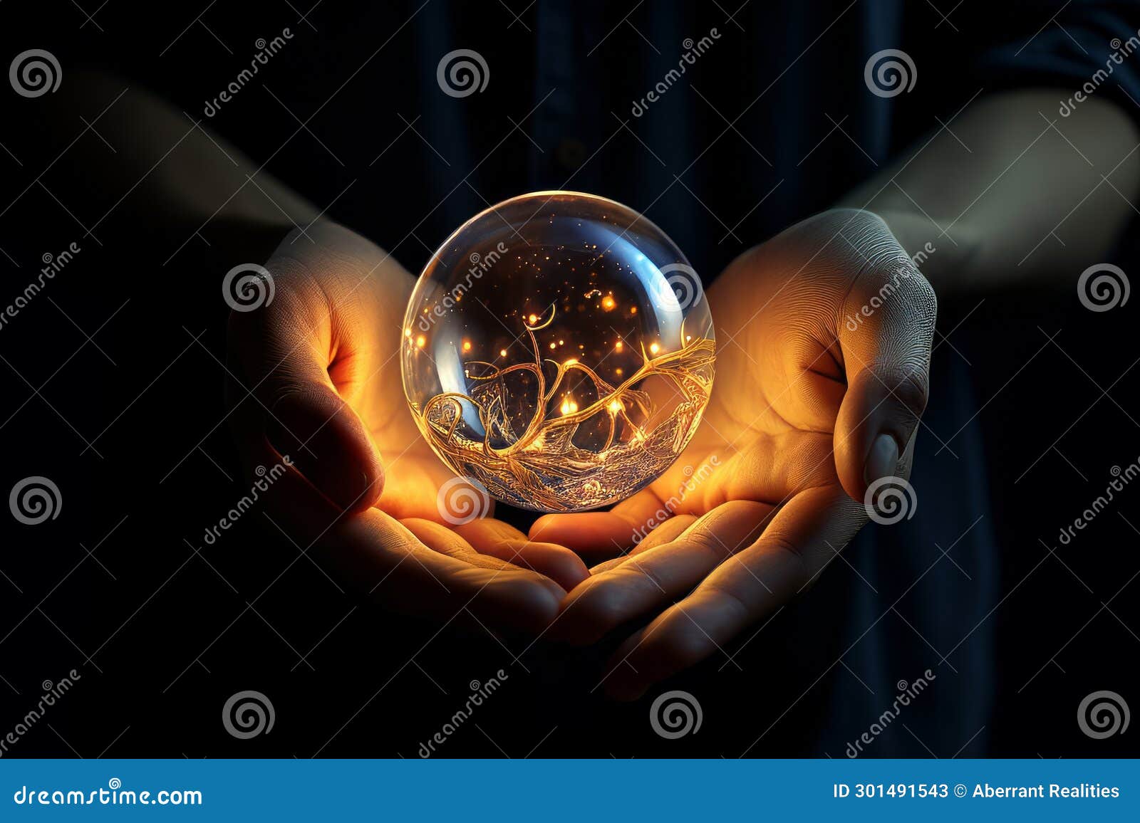 A Person Holding a Glowing Orb in Their Hands Stock Illustration ...
