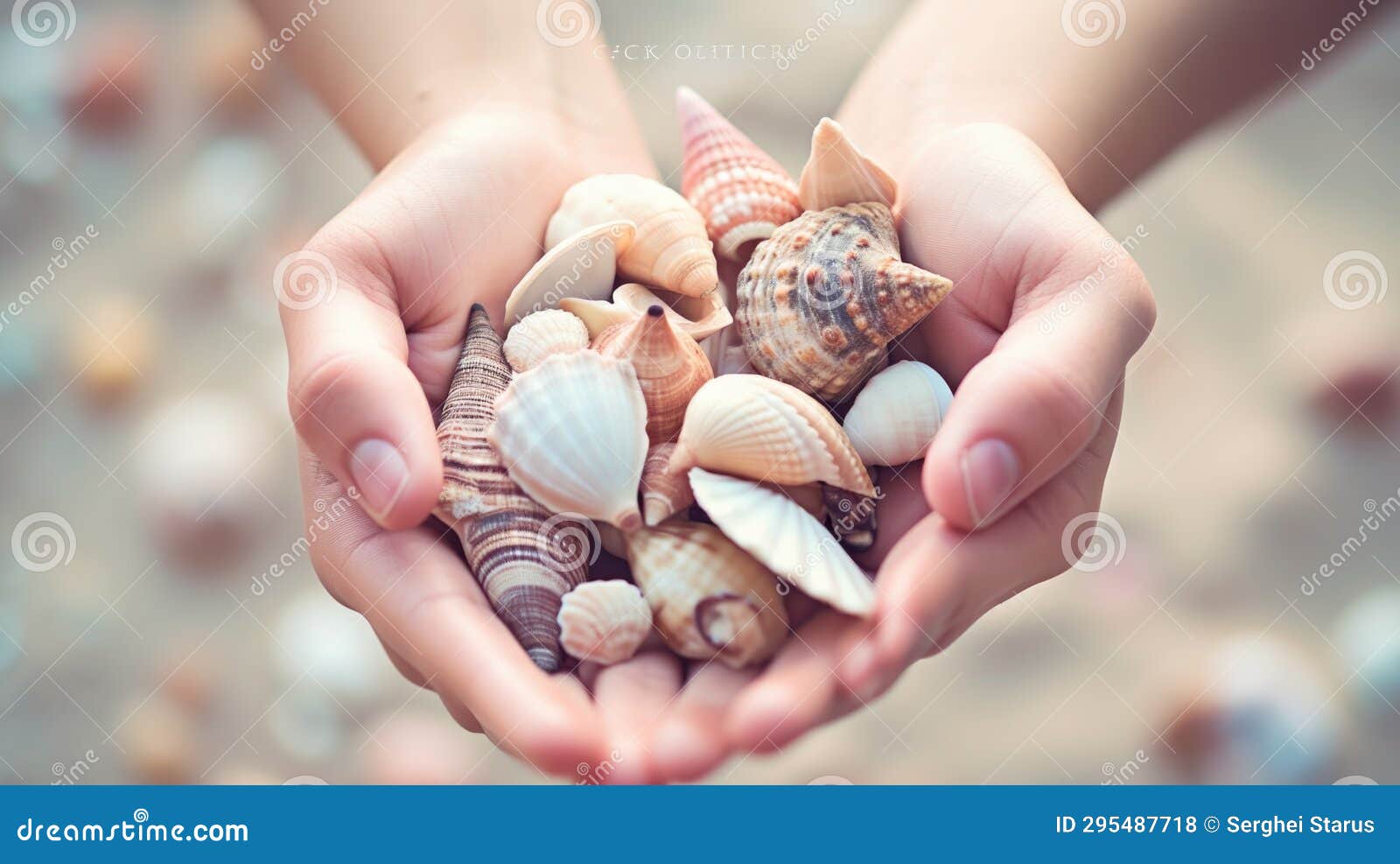 A Person Holding a Handful of Shells in Their Hands, AI Stock ...