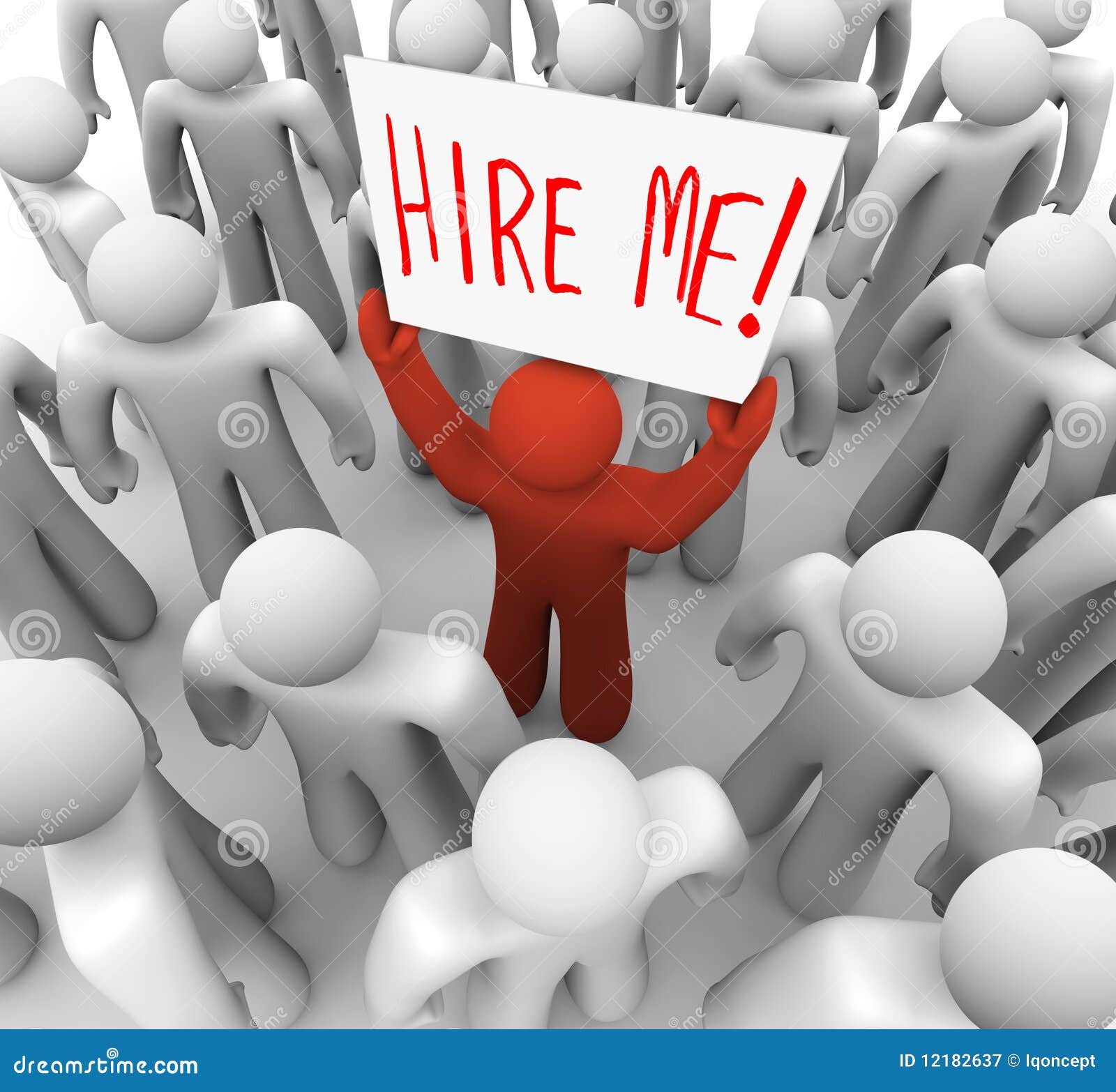 Person Holding Hire Me Sign in Crowd Stock Illustration - Illustration ...