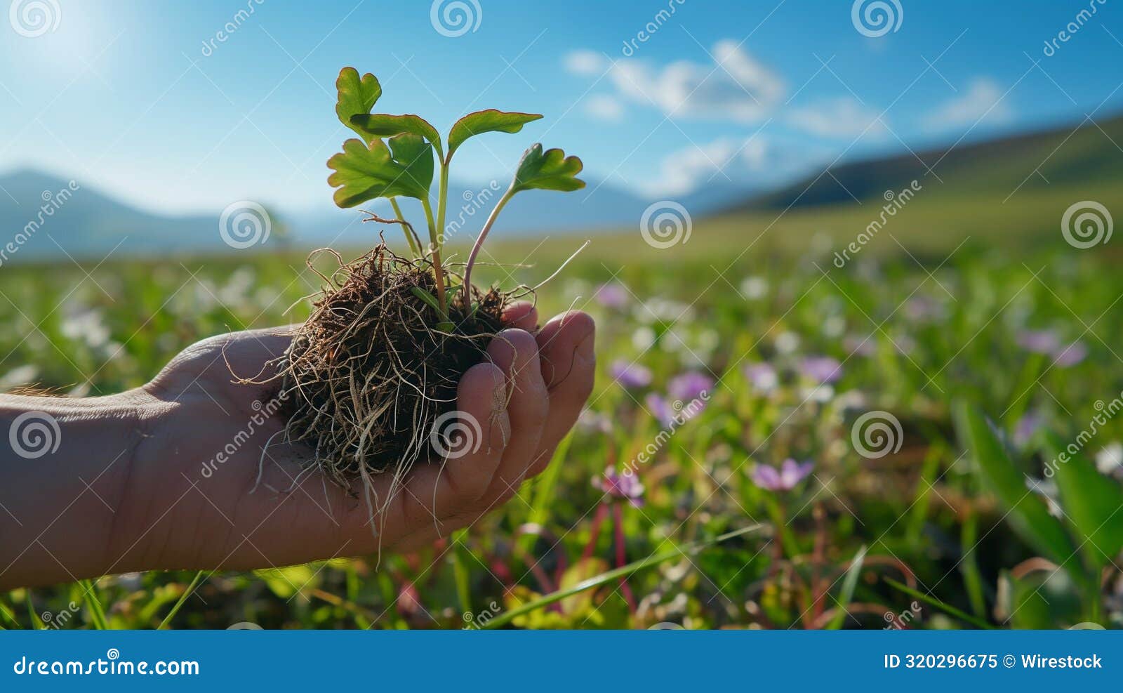 Person Holding a Leafy Plant in a Field, AI-generated. Stock ...