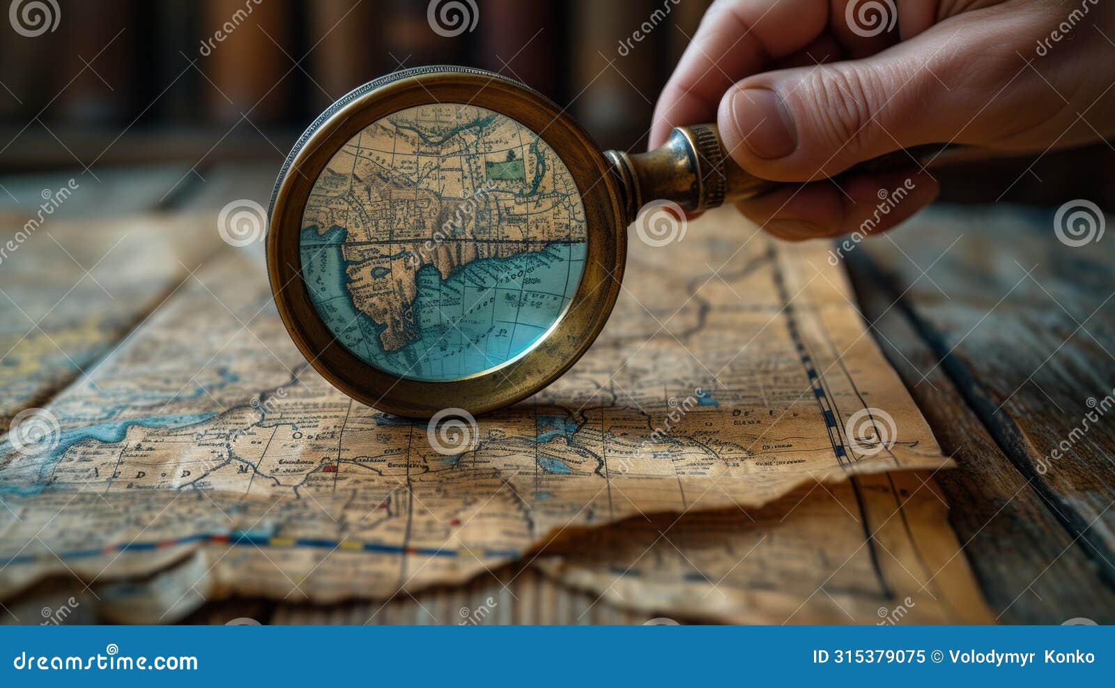 Person Holding Magnifying Glass Over Map Stock Illustration ...