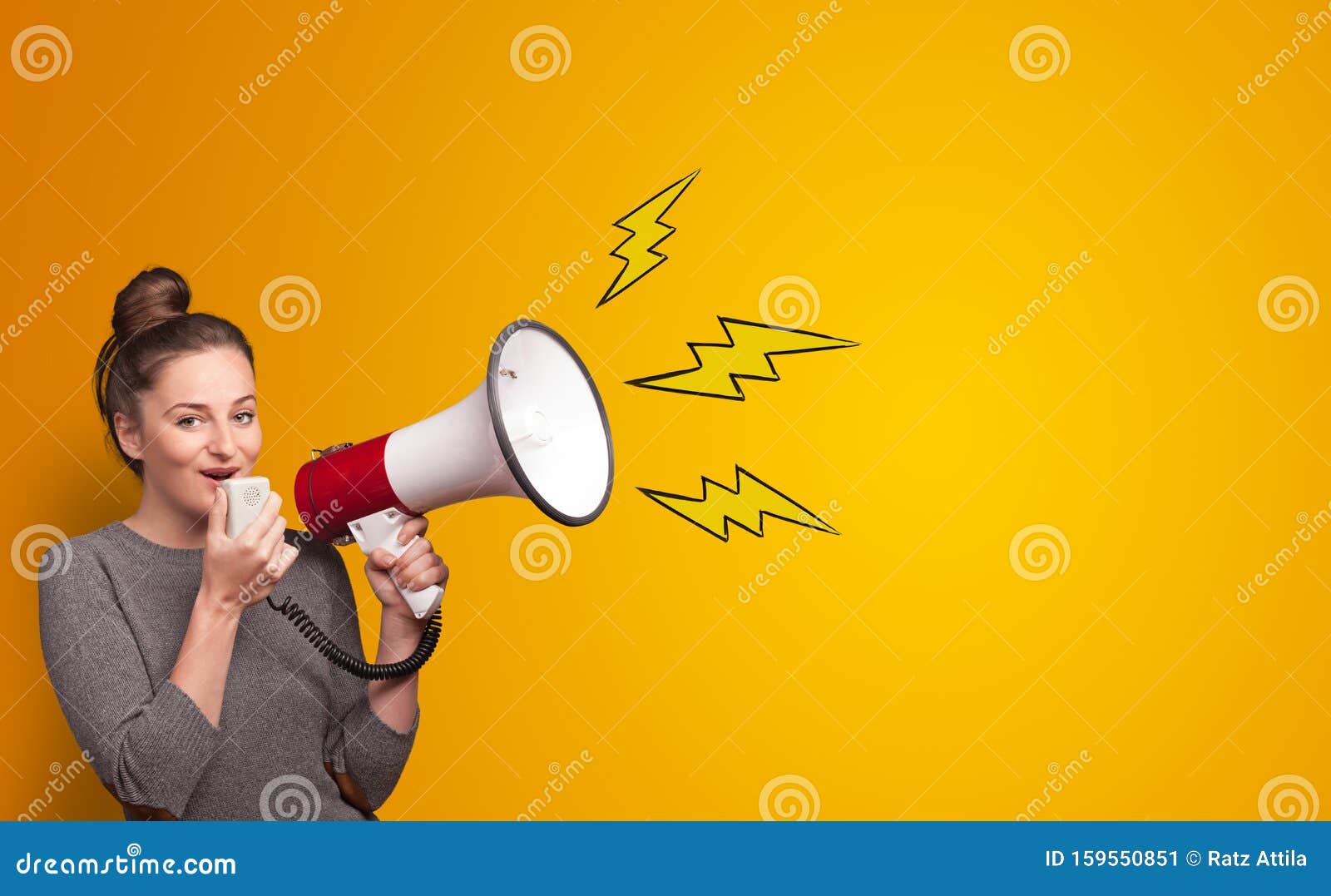 Person holding megaphone stock image. Image of beautiful - 159550851