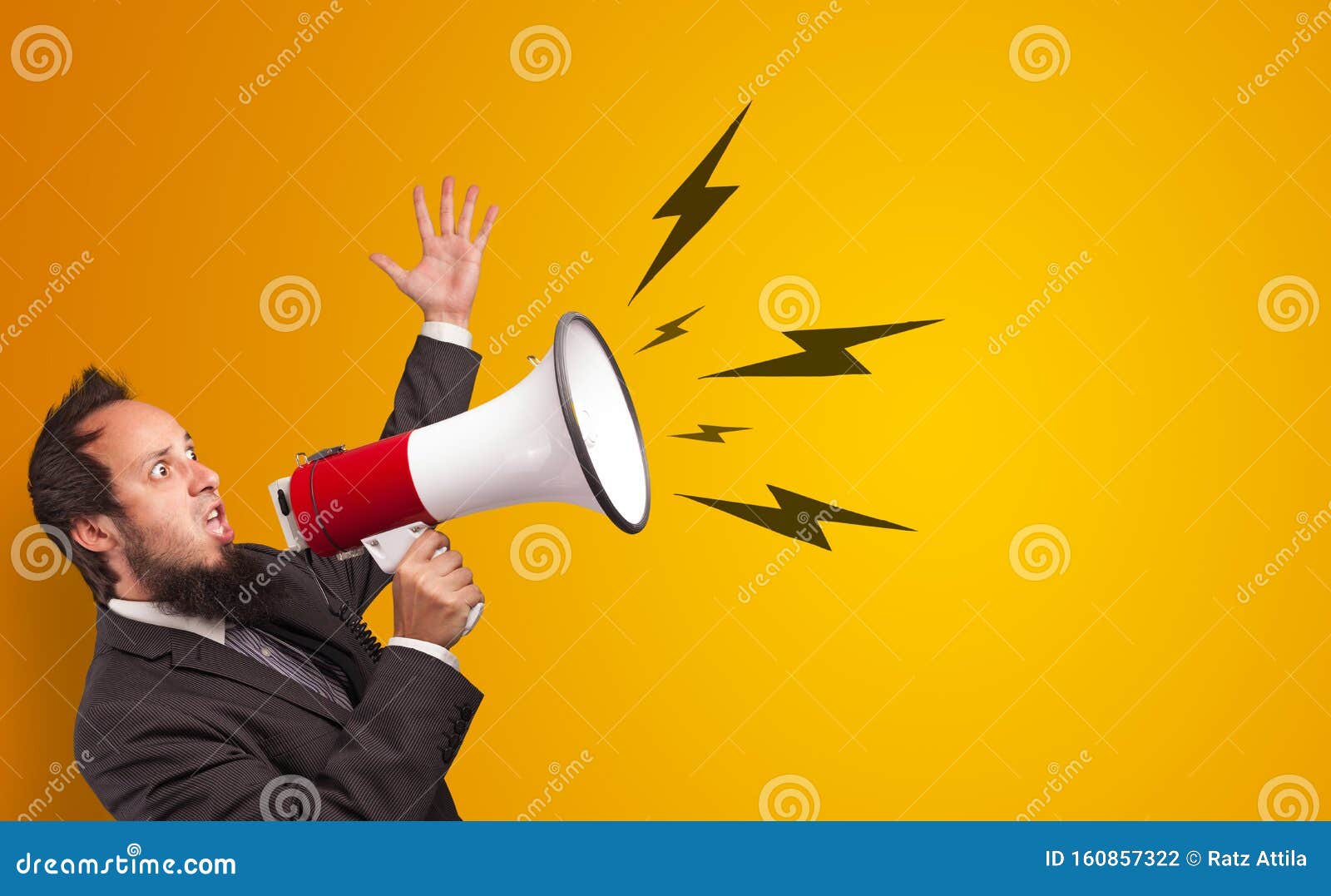 Person holding megaphone stock photo. Image of loud - 160857322