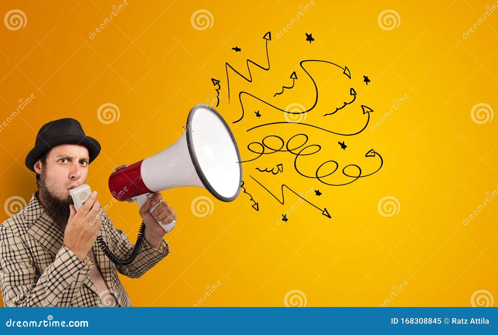 Person holding megaphone stock image. Image of loudspeaker - 168308845
