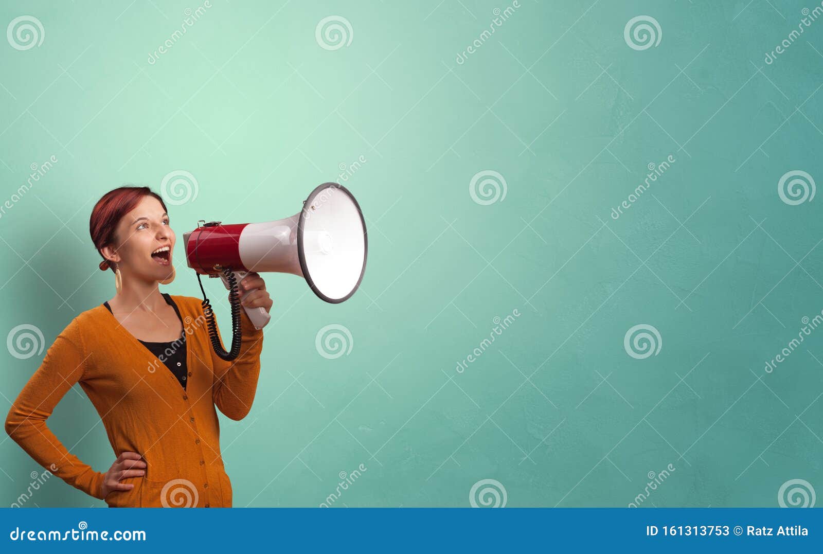 Person holding megaphone stock image. Image of portrait - 161313753